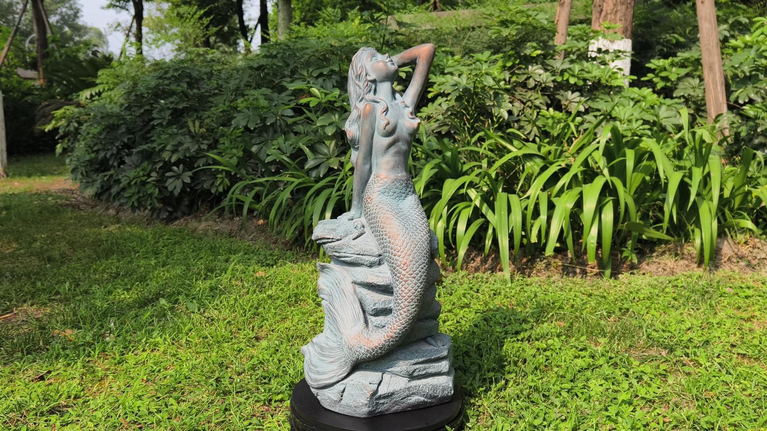 Watch Mermaid Statue 28" H Mermaid on Ocean Rock Garden Statue on ...