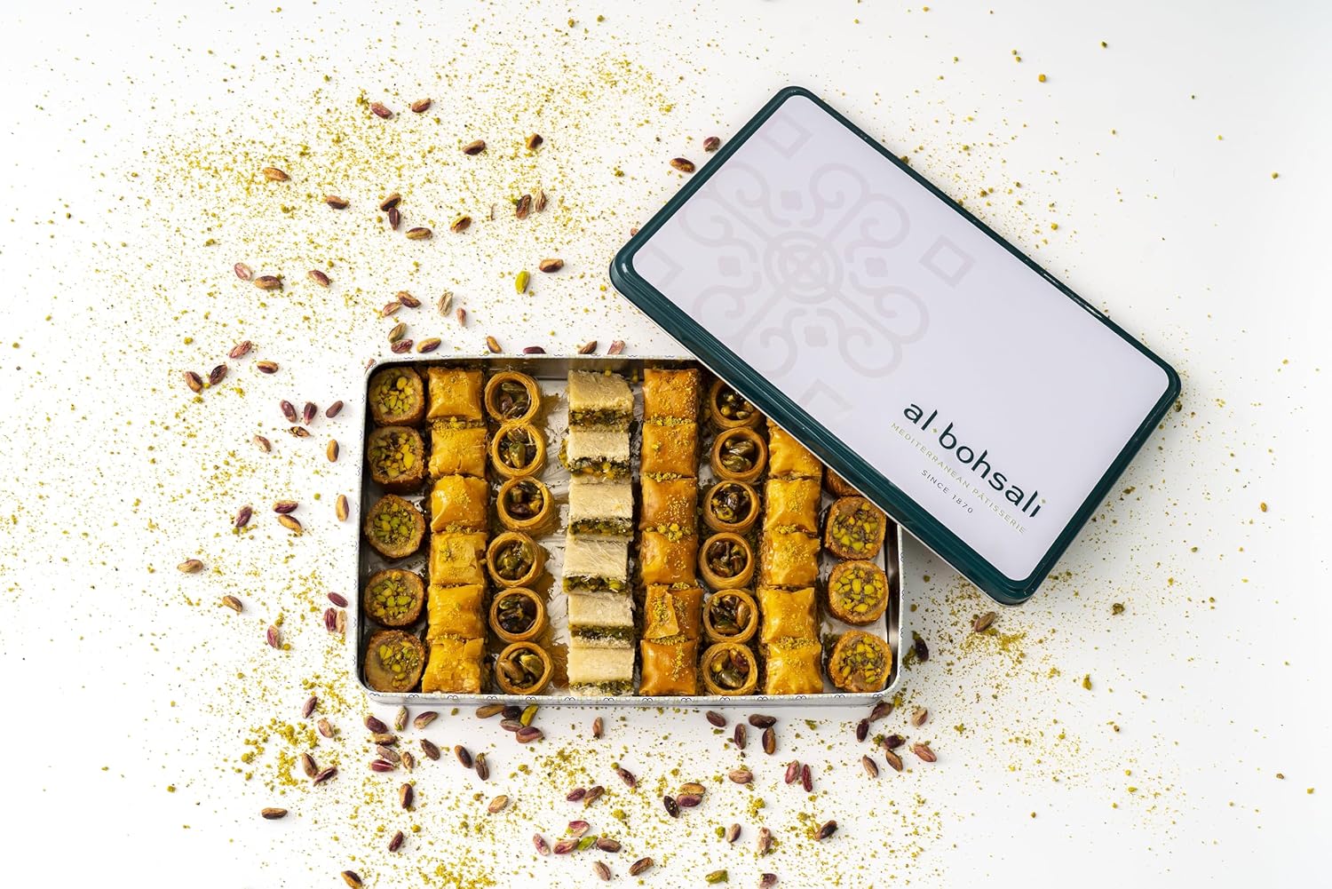 Al Bohsali 1870 - Premium Mediterranean Pistachio Baklava Mix (46 Pieces)