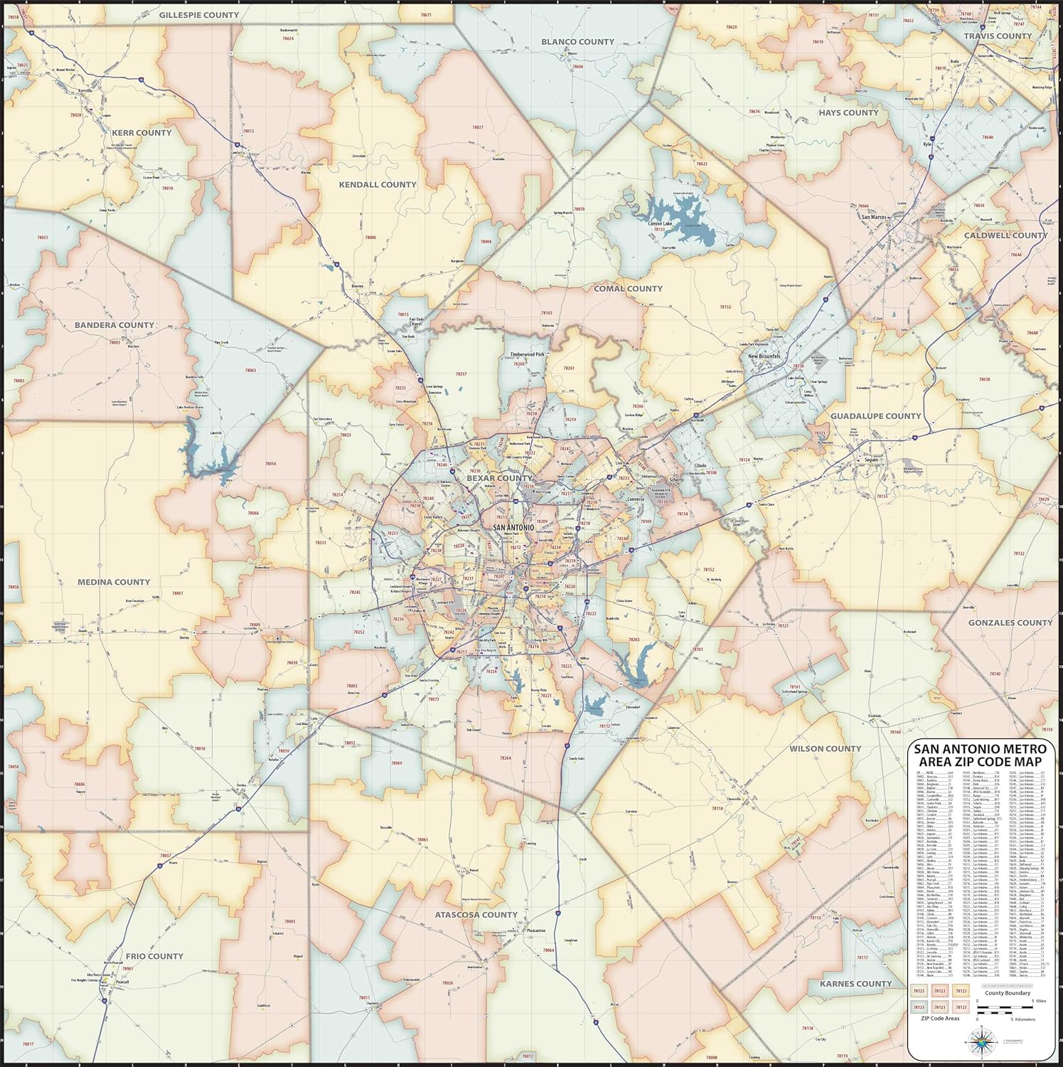 Amazon.com : Generic San Antonio TX ZIP Code Street Map (40' x 40 ...