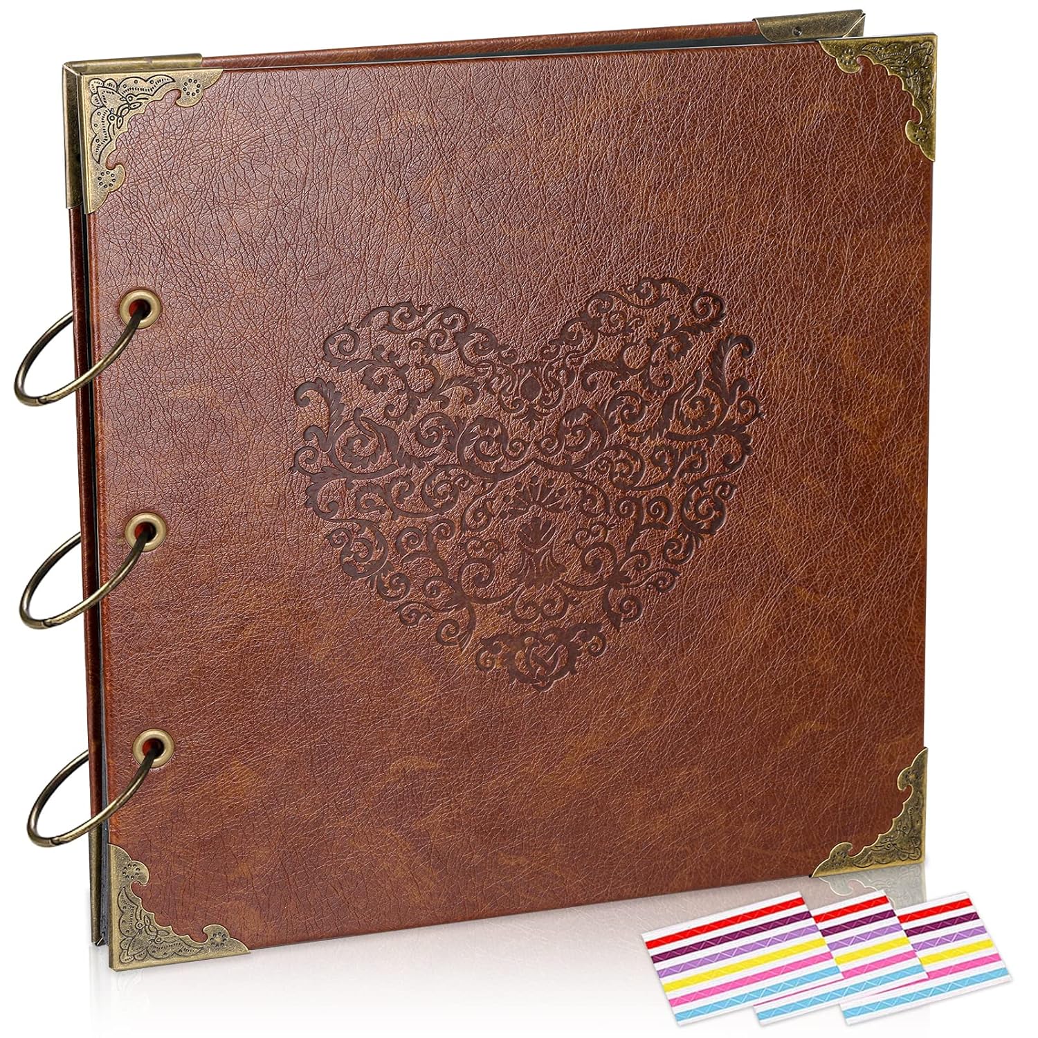 barsone Heart Scrapbook Album,Leather DIY Personalized Photo Album ...
