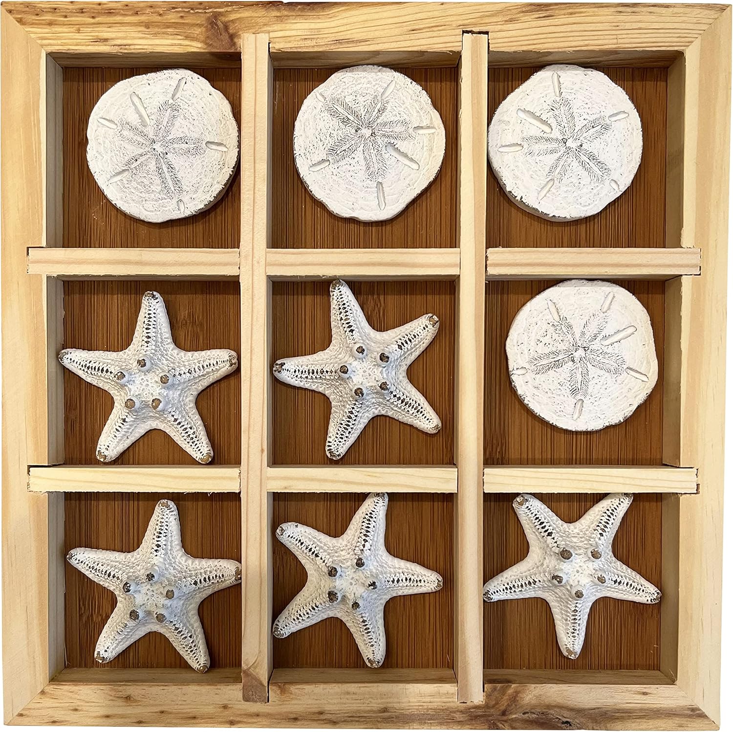 Amazon.com: Beach Seashell Tic Tac Toe Wooden Board Game - Rustic ...