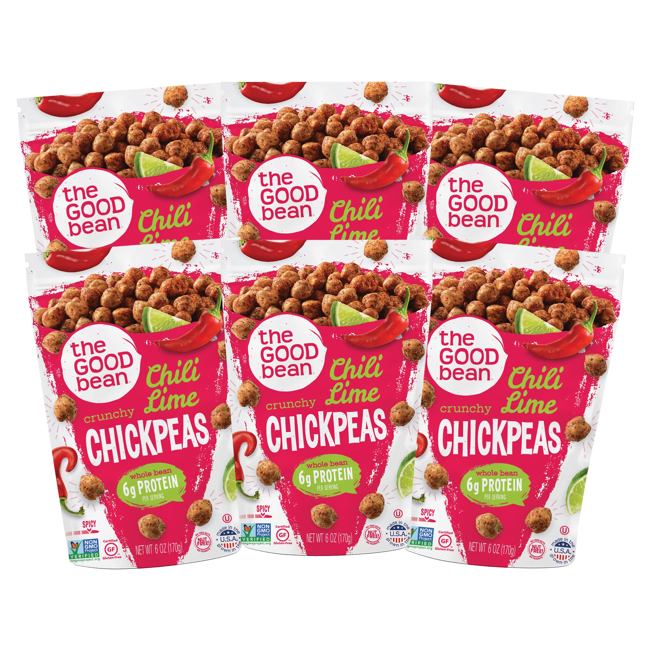 Amazon.com : The Good Bean Crunchy Chickpeas - Chili Lime - Resealable ...