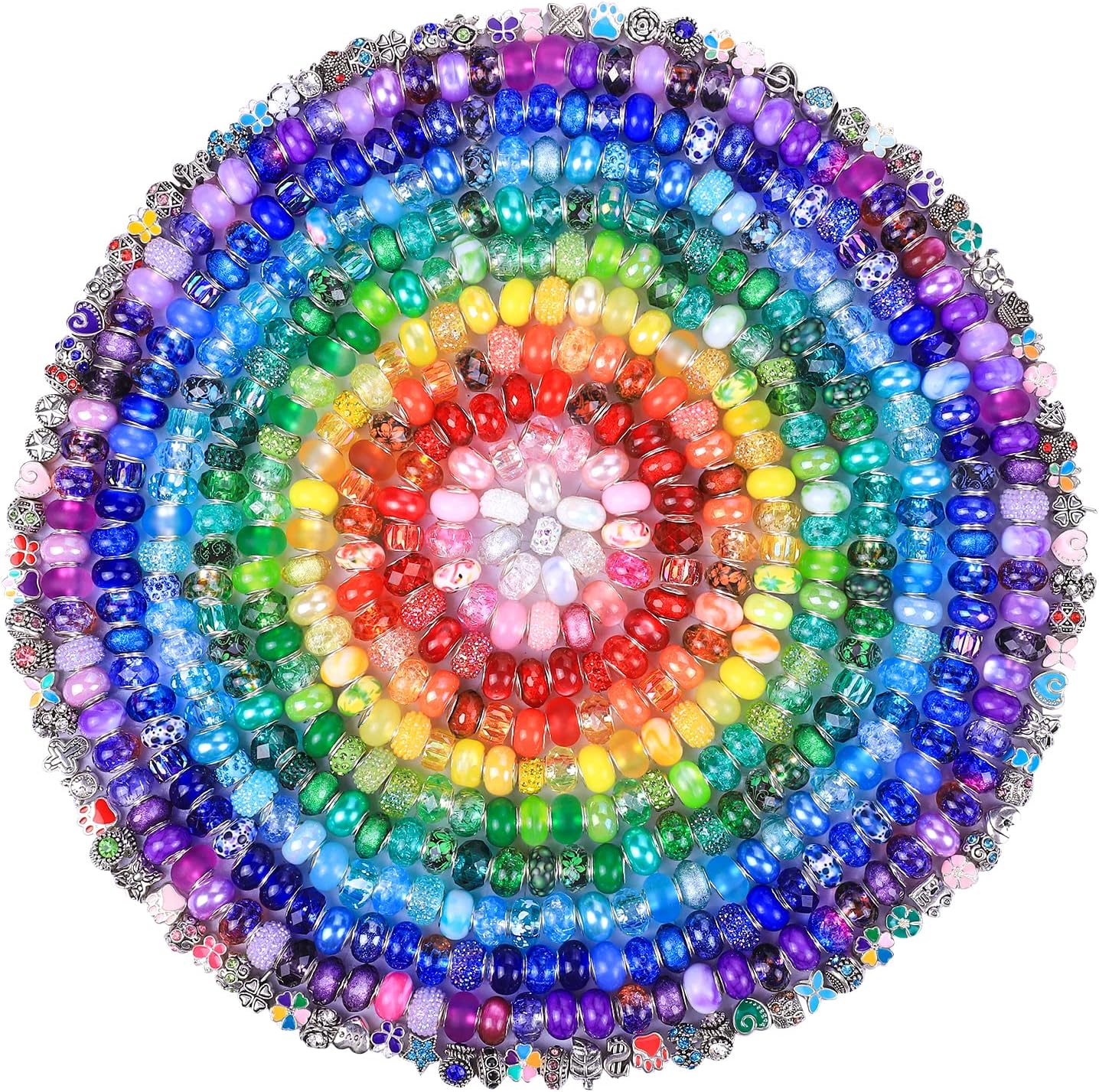 Amazon.com: YETOOME 240 Pcs Assorted European Large Hole Beads, Spacer ...