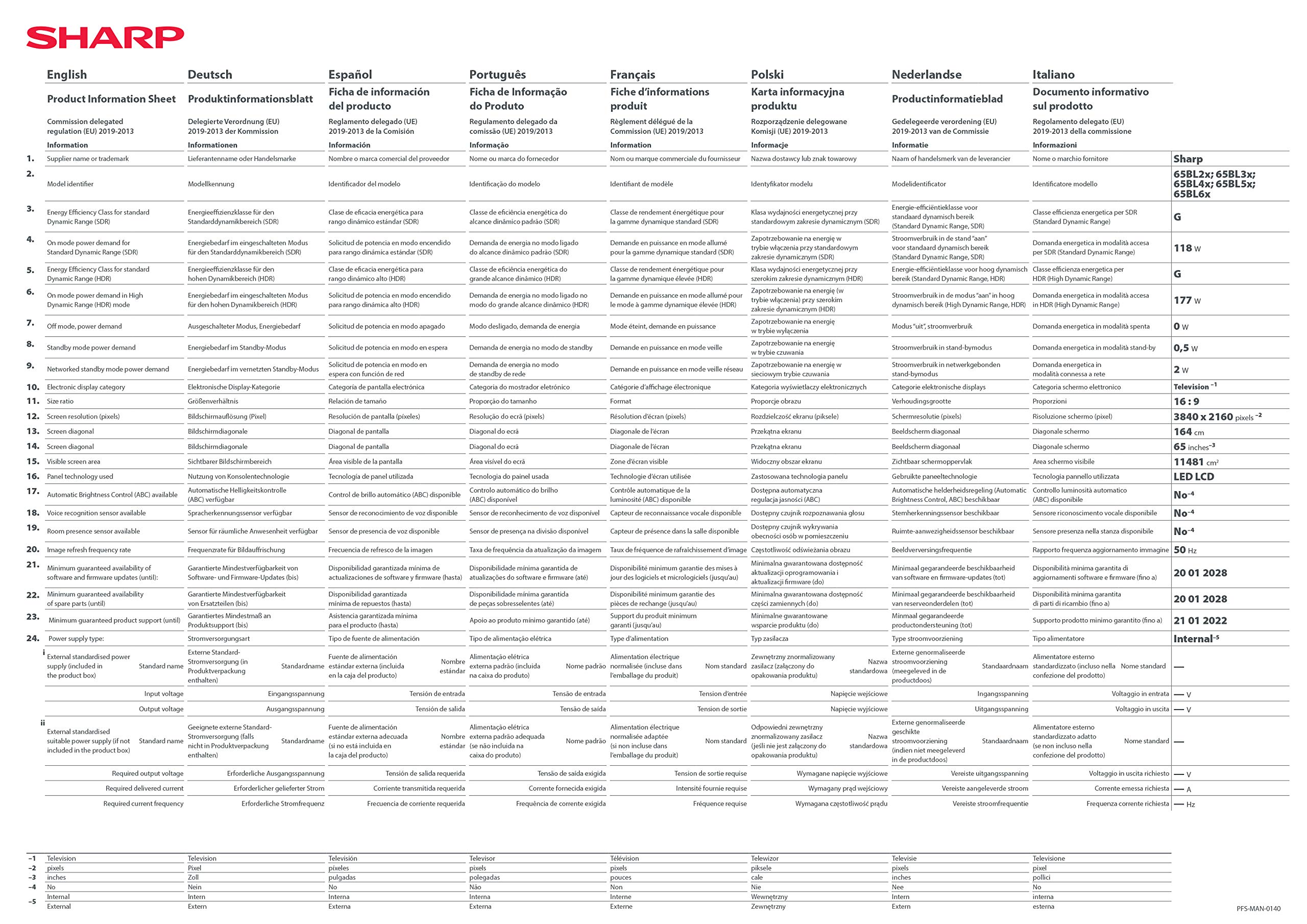 Sharp Quantum Dot 65EQ3EA - 65" TV Android 4k Ultra HD (4X HDMI 2.1, 2X USB, Bluetooth), Dolby ...