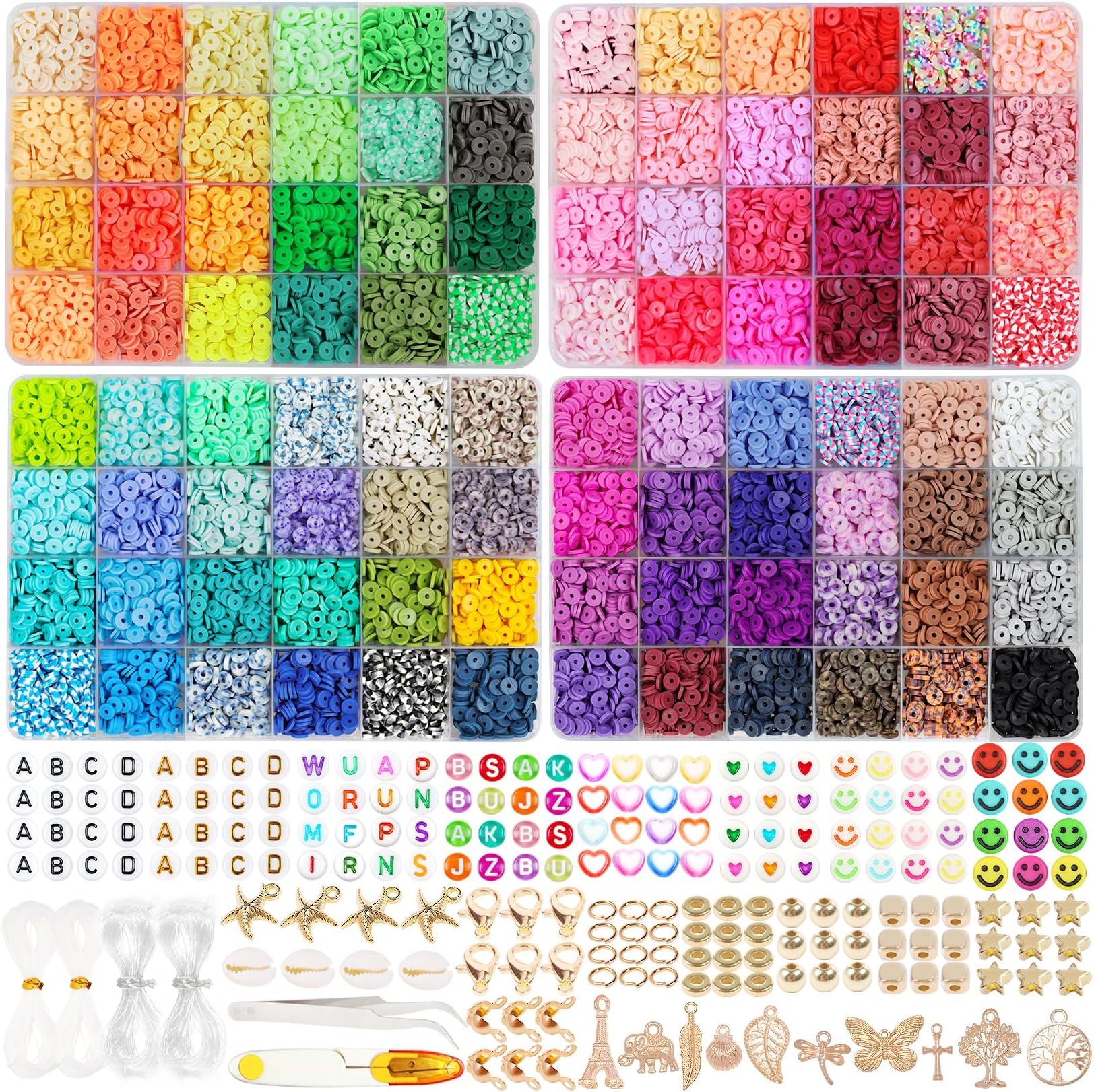 ALinmo 18000PCS 96 Colours Clay Beads for Bracelet Making Kit Flat ...