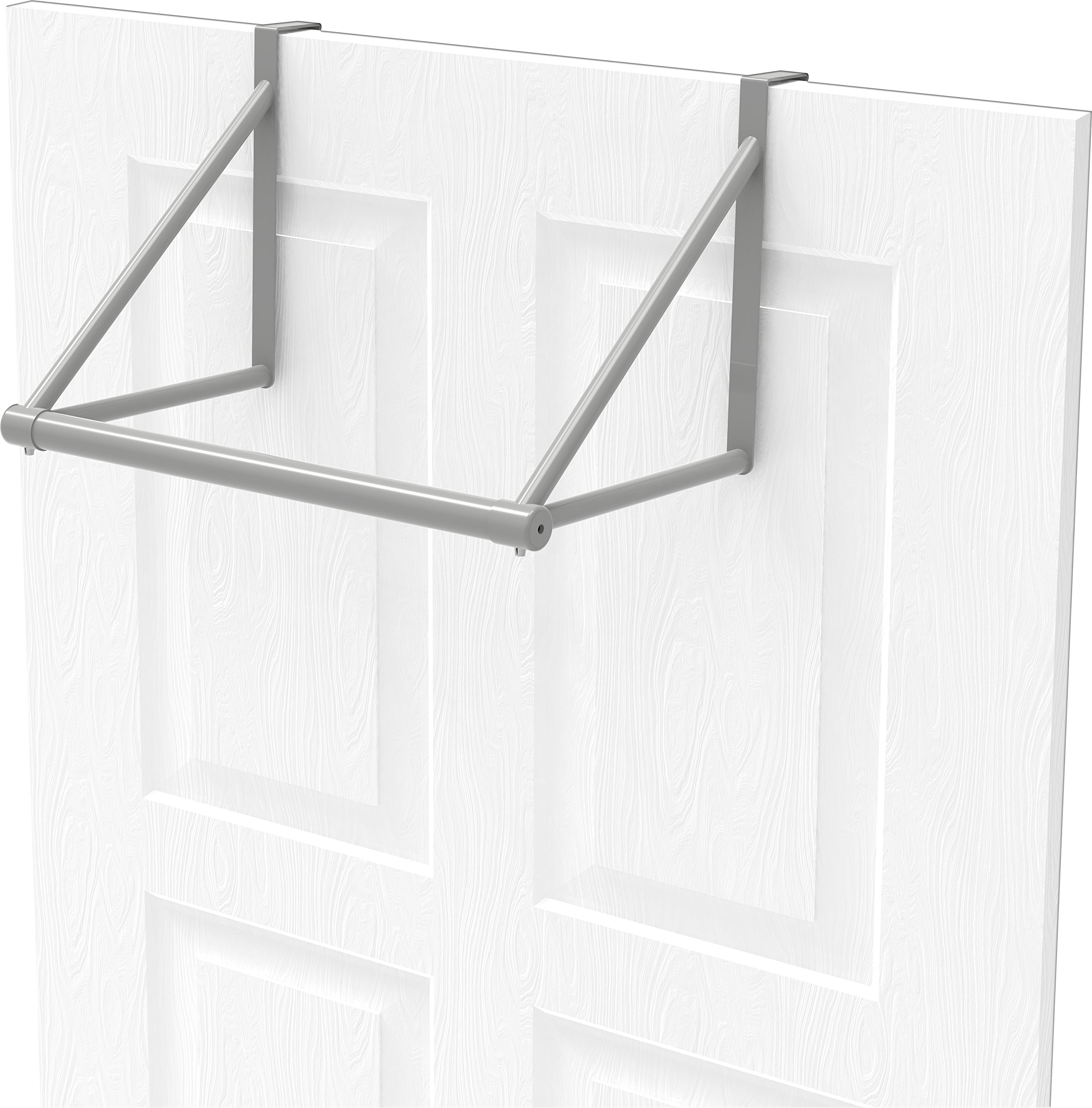 SimpleHouseware Over the Door Clothes Hanging Rod, Silver