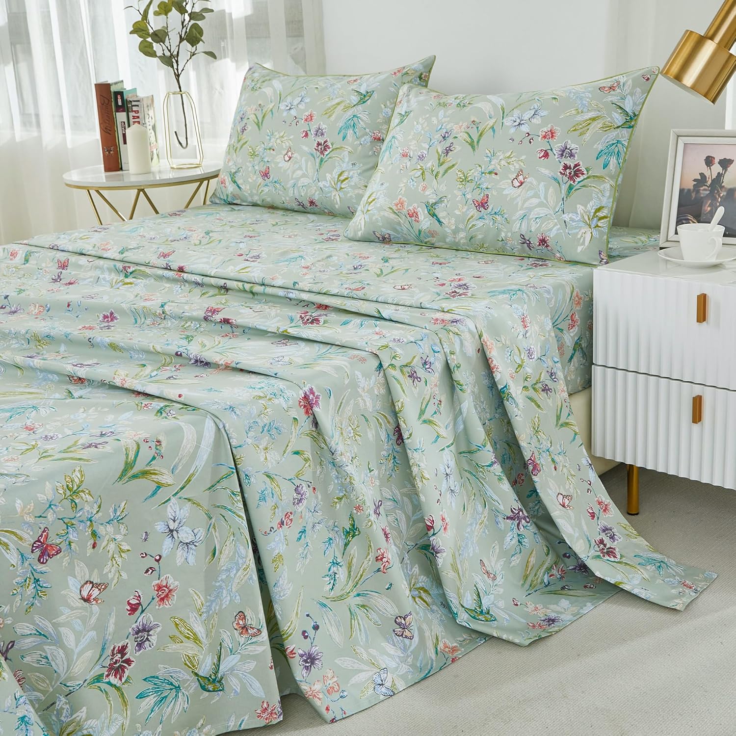 Amazon.com: Brandream Garden Style Butterfly Floral Bedding Elegant ...
