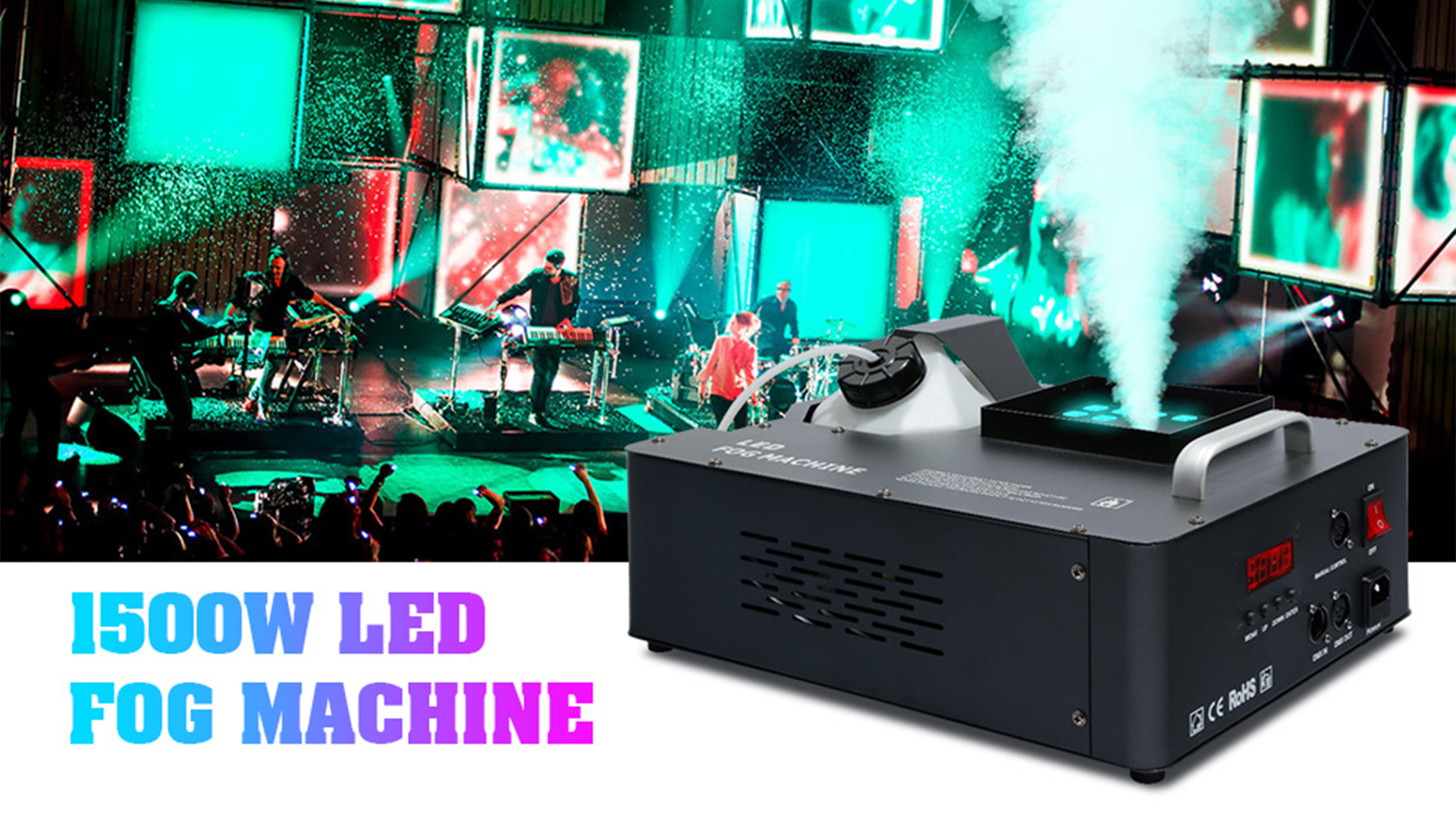 Watch TCFUNDY 1500W Fog Machine Vertical Smoke with 24 LED Lights on ...