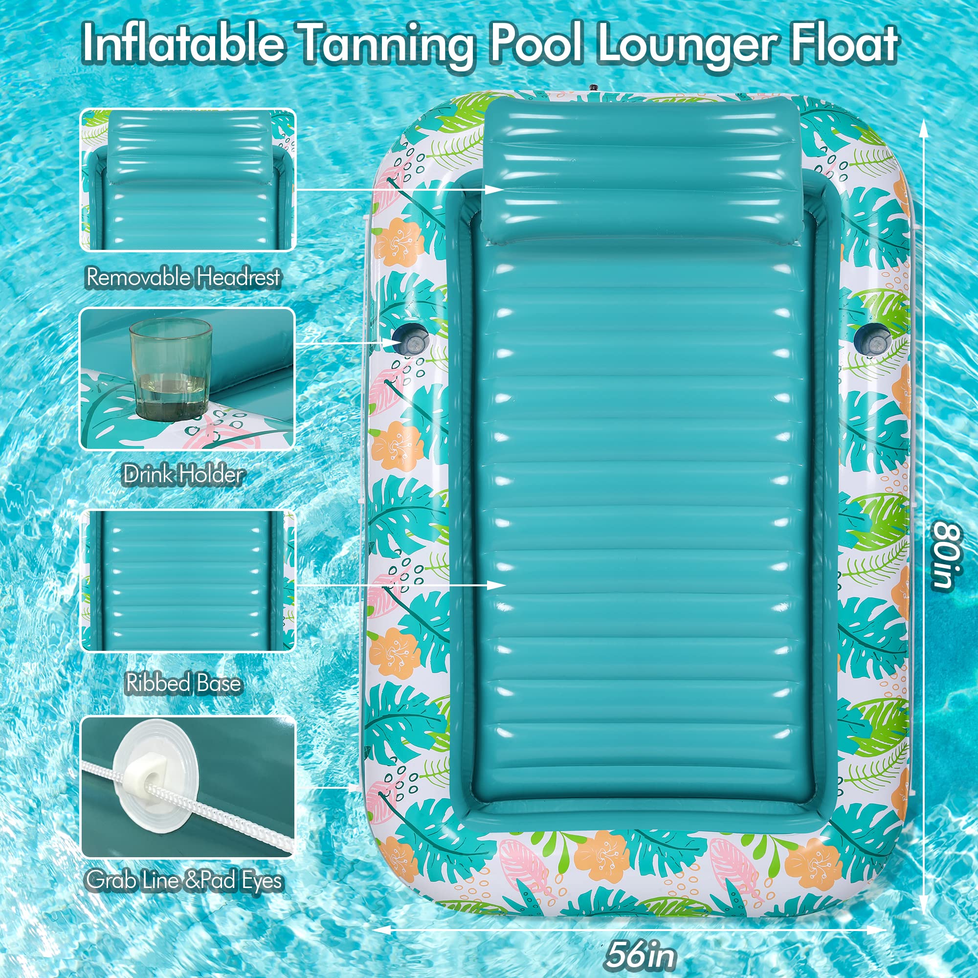 Snapklik.com : Stonful Tanning Pool Lounger Float, Water Filled Pool ...