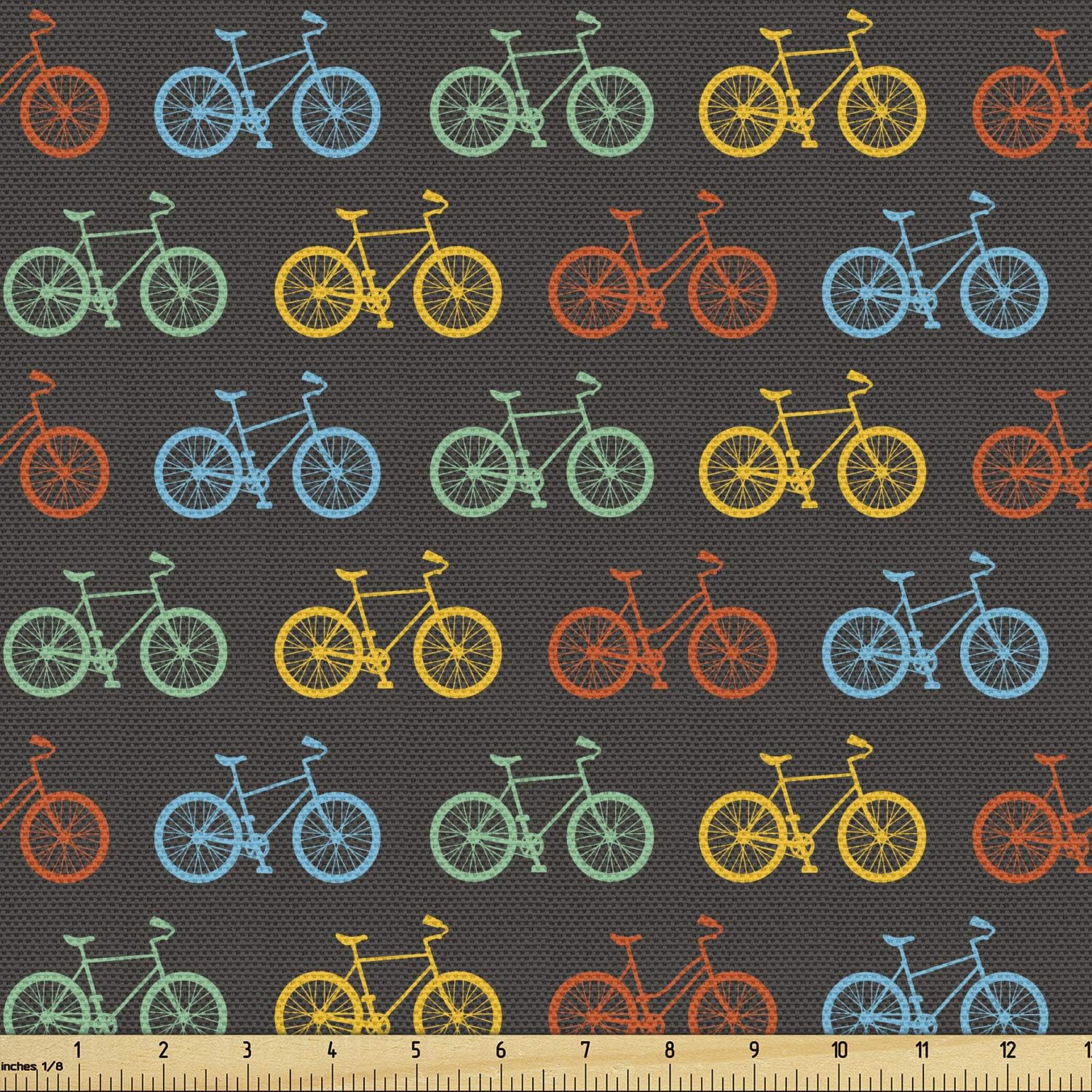 Amazon.com: Ambesonne Bicycle Fabric by The Yard, Modern Minimalist ...