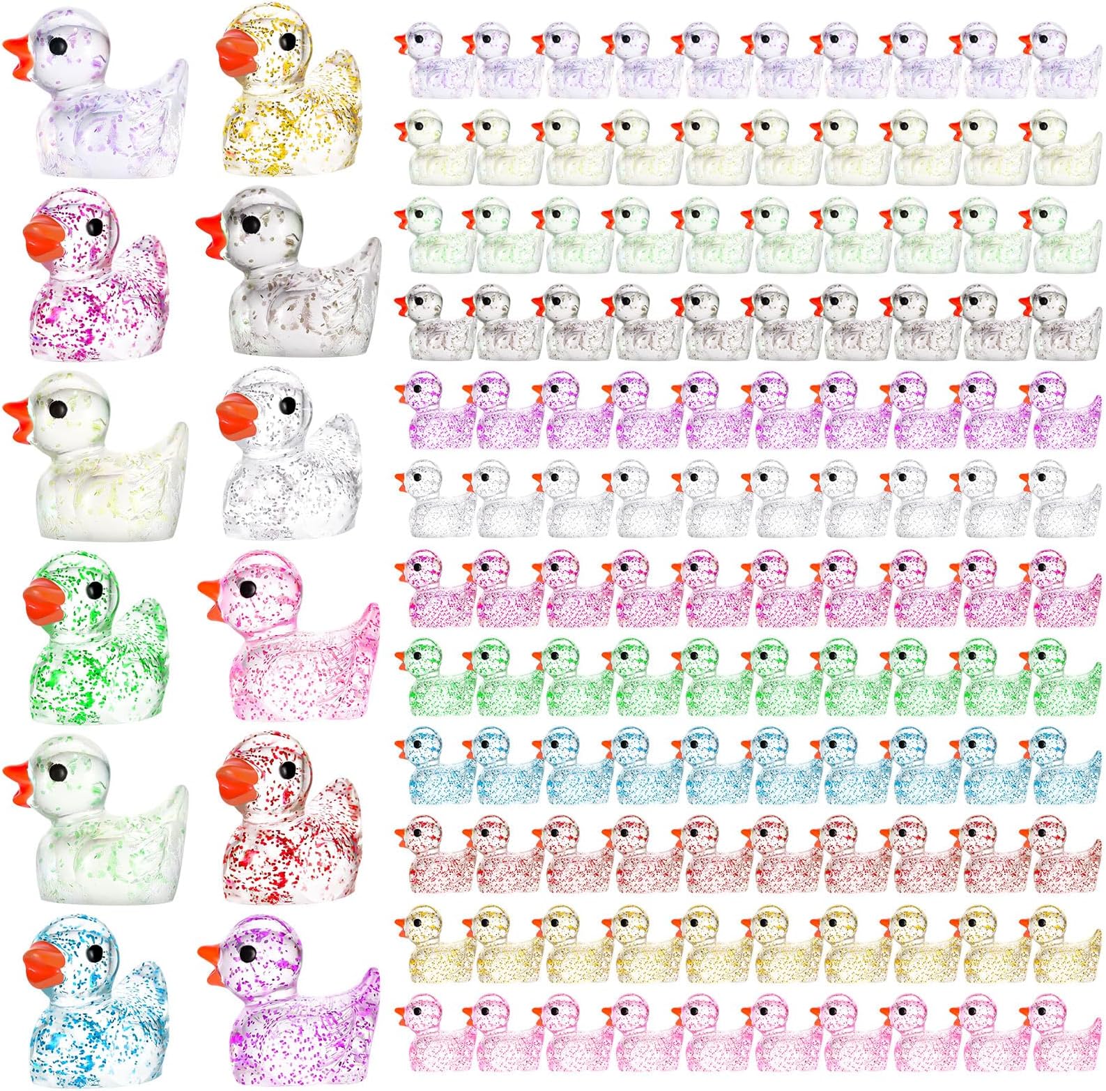 Amazon.com: Fuyamp 120 Mini Resin Duck Patterns,Colorful Mini Ducks ...
