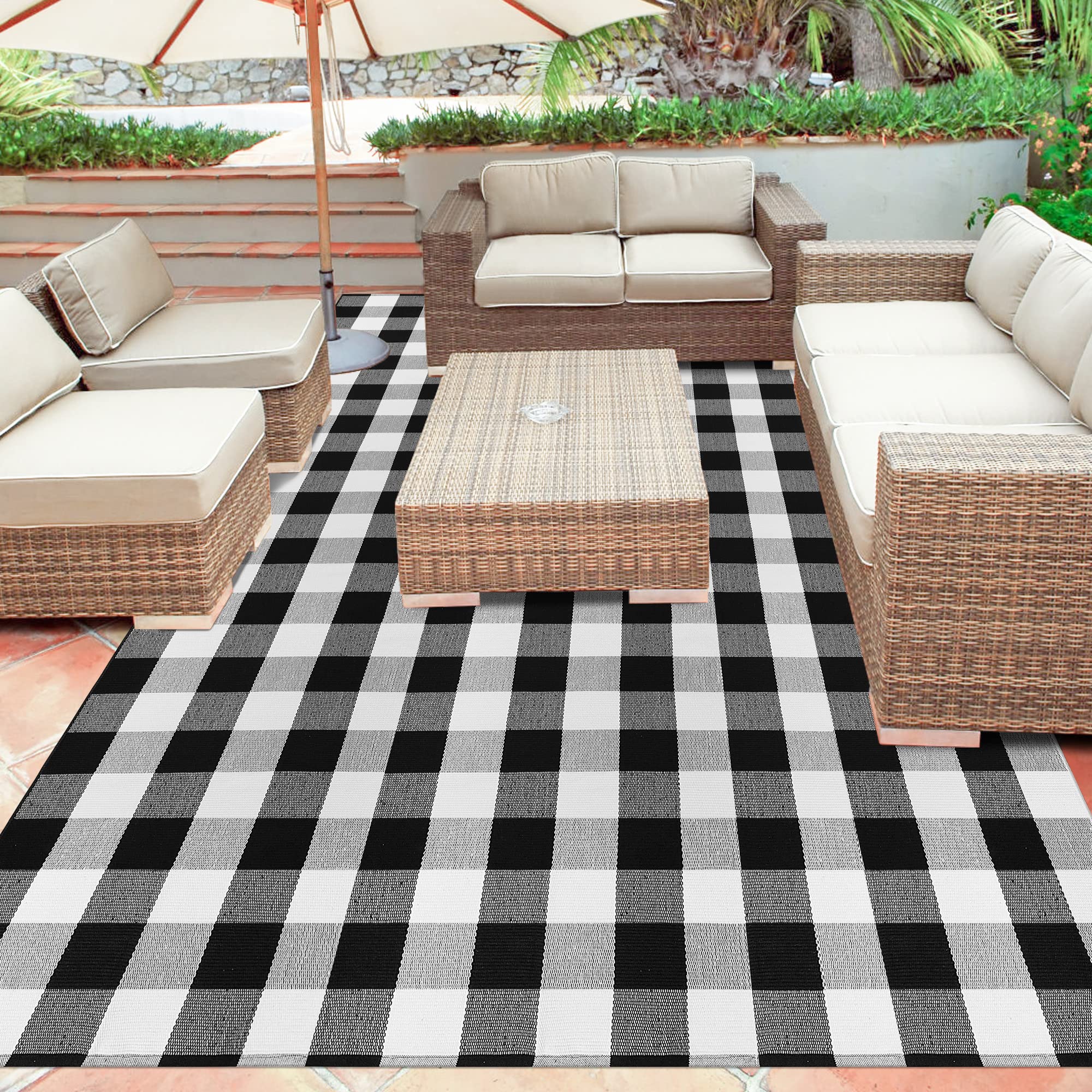 Buffalo Plaid Rug 6x9 Feet Buffalo Check Rug Cotton Black and White ...