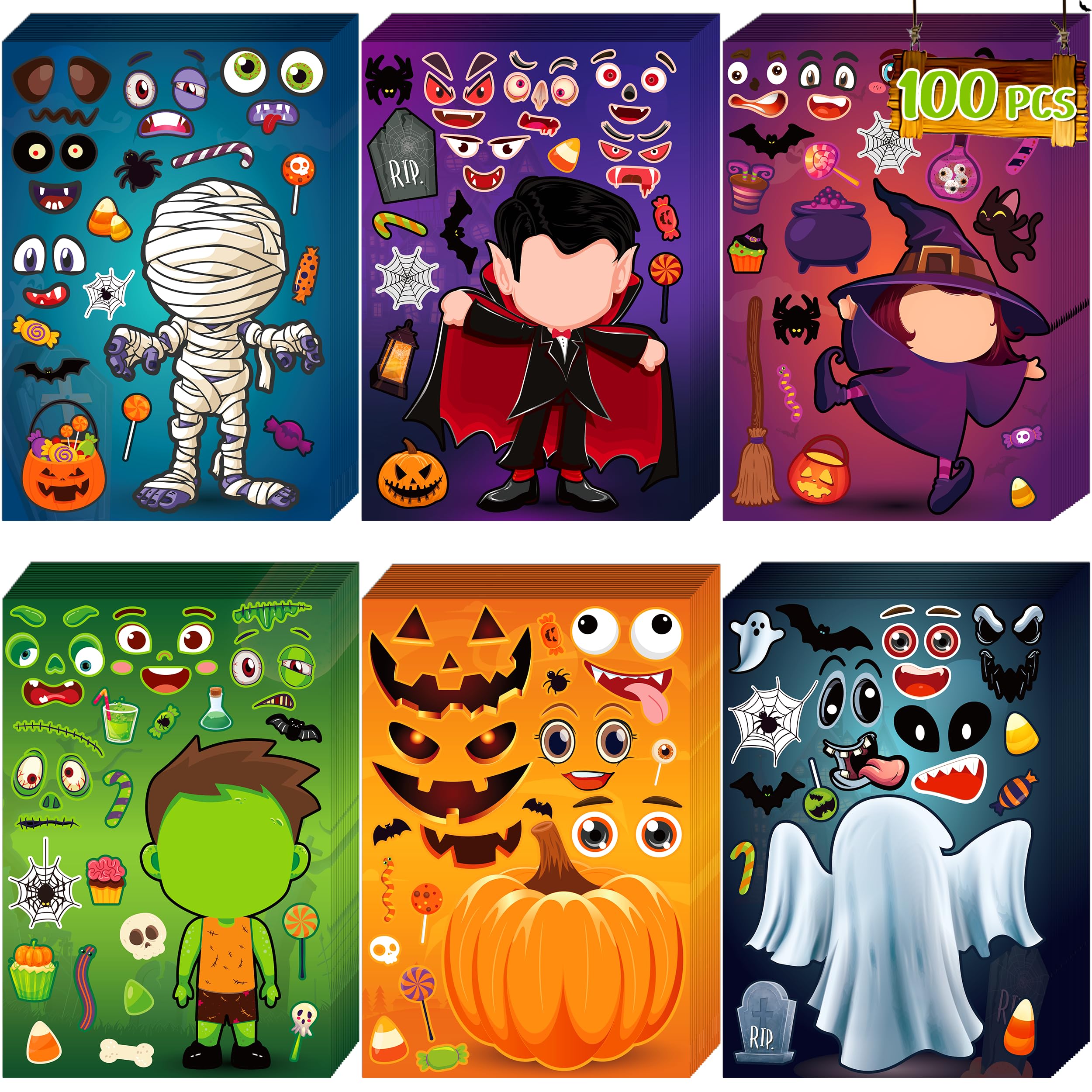 Amazon.com: 100 Sheets Halloween Stickers Crafts for Kids Toddlers ...