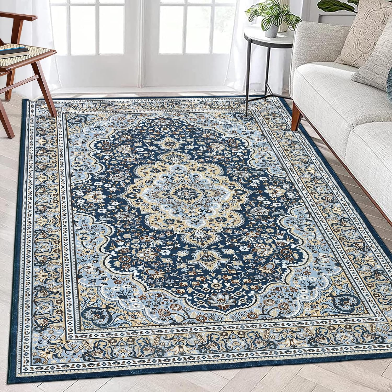 Amazon.com: CAREMEE 5x7 Area Rug for Living Room Low Profile Area Rug ...