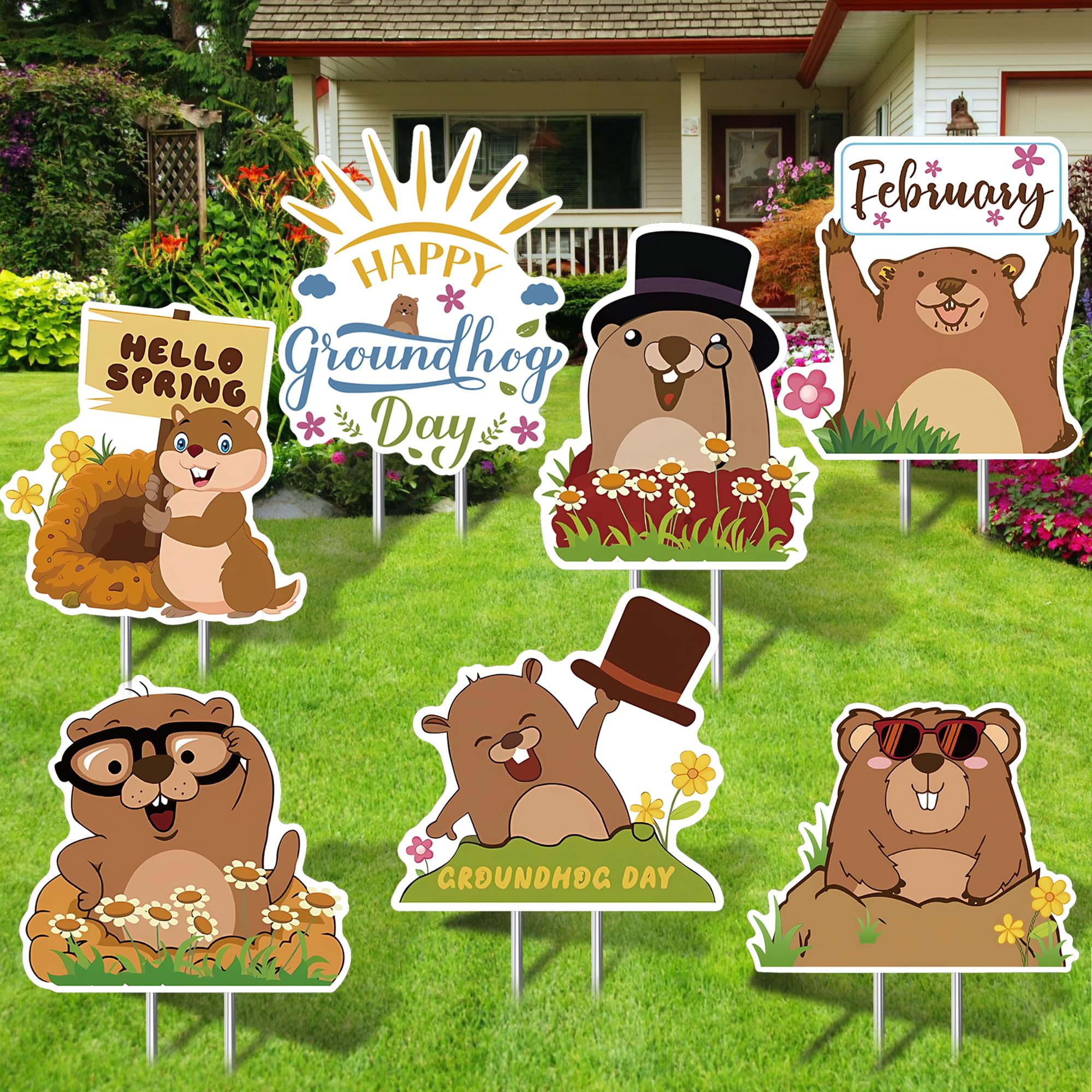 Amazon.com : 7Pcs Happy Groundhog Day Party Supplies Giant Stitch Yard ...