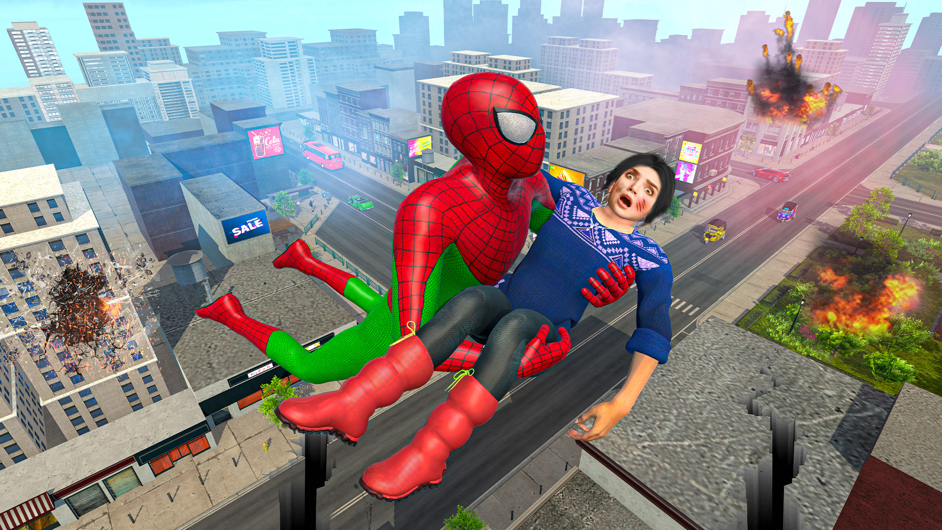 Super Hero Flying Spider Rescue Robot Games: Grand City Shooting Action ...