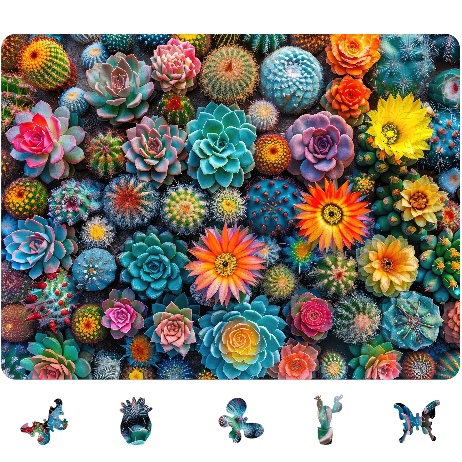 Amazon.com: Puzzles for Adults Cactus World Wooden Puzzles, 300 Pieces ...