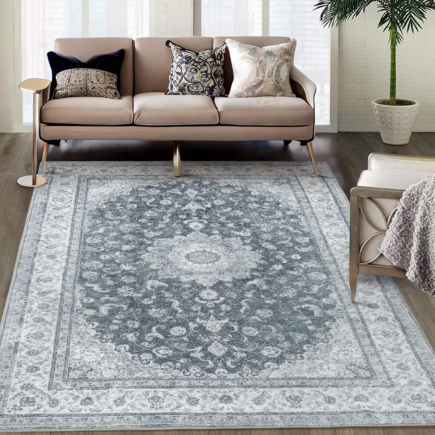 Amazon.com: Zacoo Area Rug 4x6 Vintage Floral Medallion Rug Distressed ...
