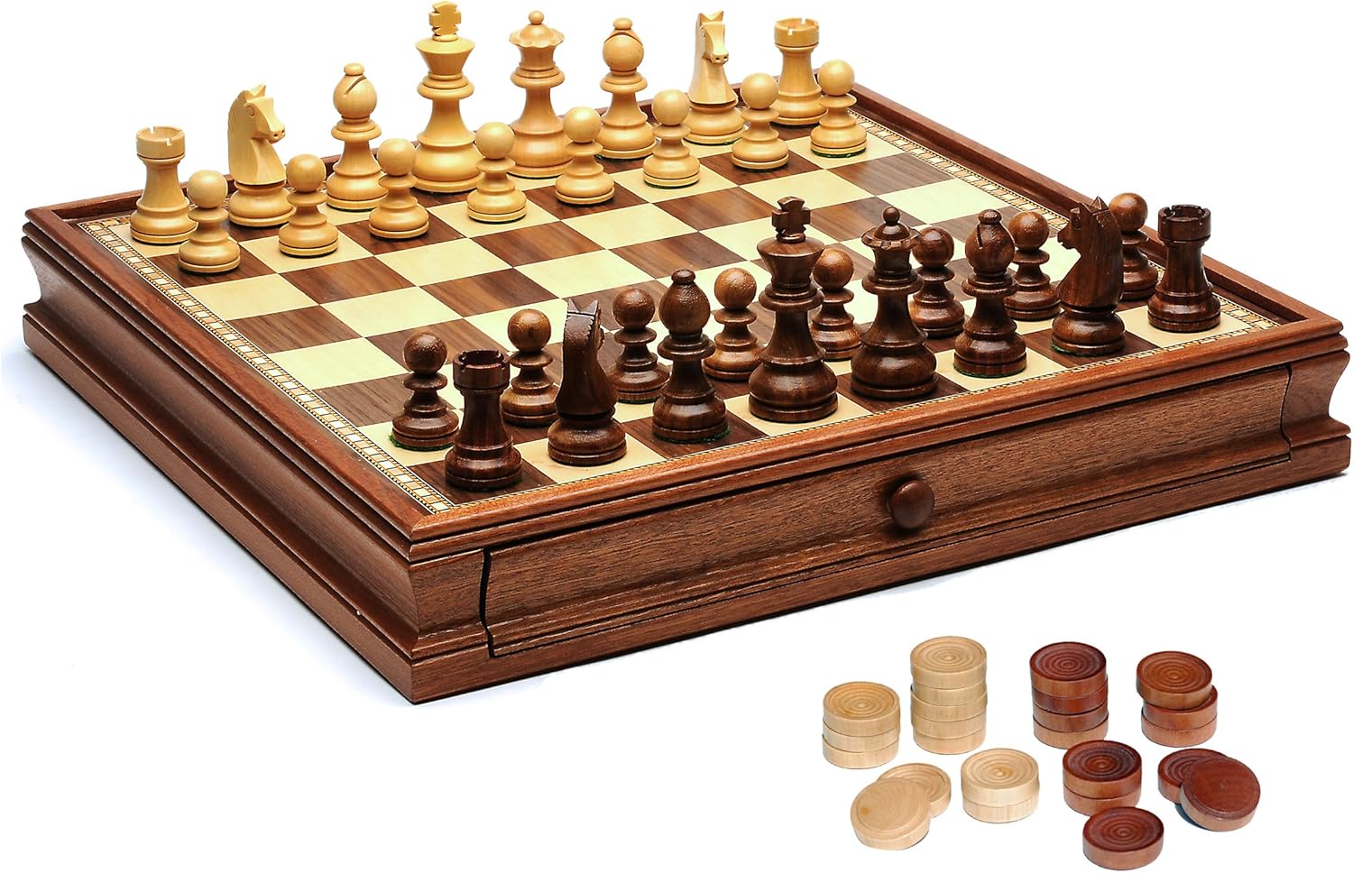 Amazon.com: WE Games Wood French Staunton Chess & Checkers Set with 15 ...