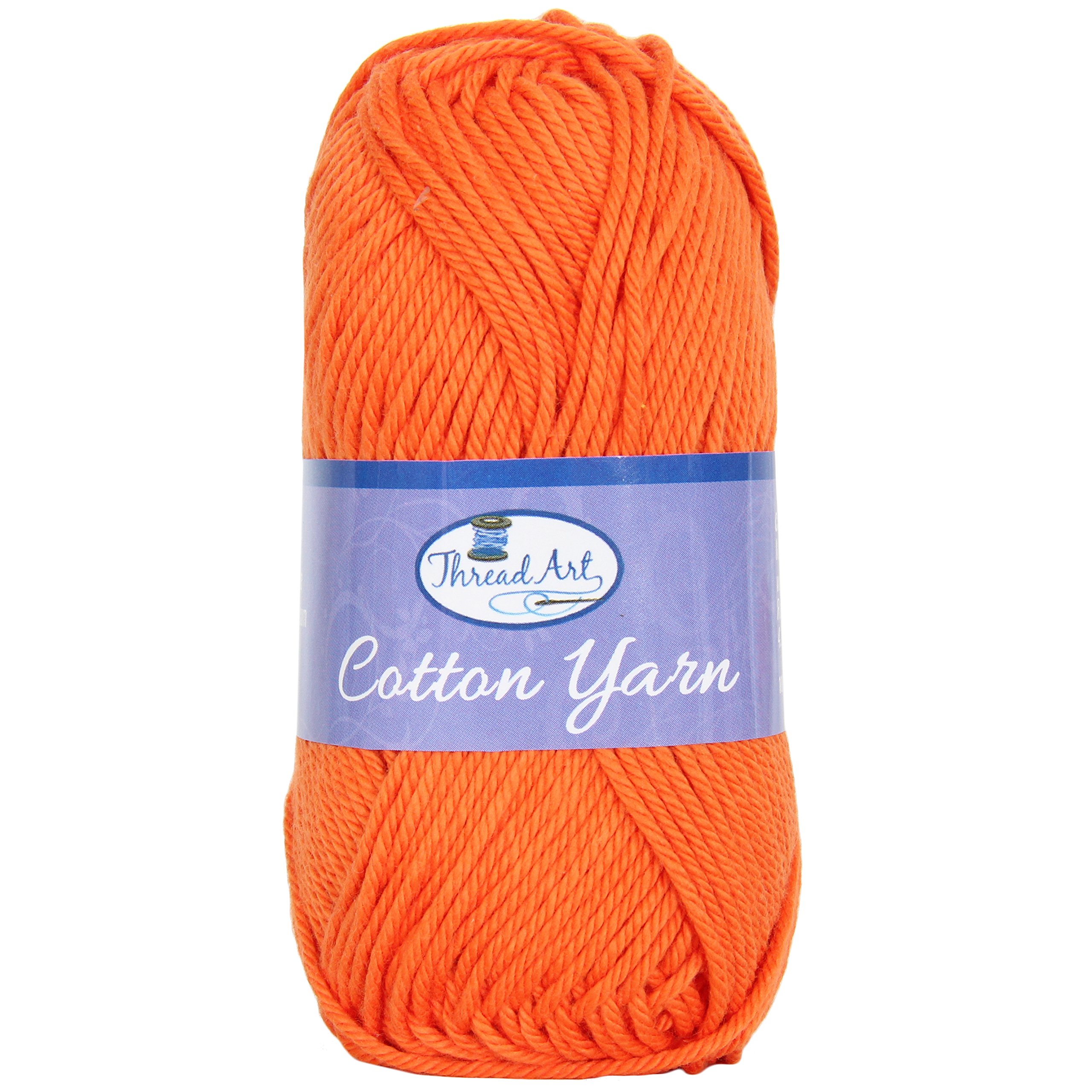 Amazon.com: Threadart 100% Pure Cotton Crochet Yarn | Orange | 50 gram ...
