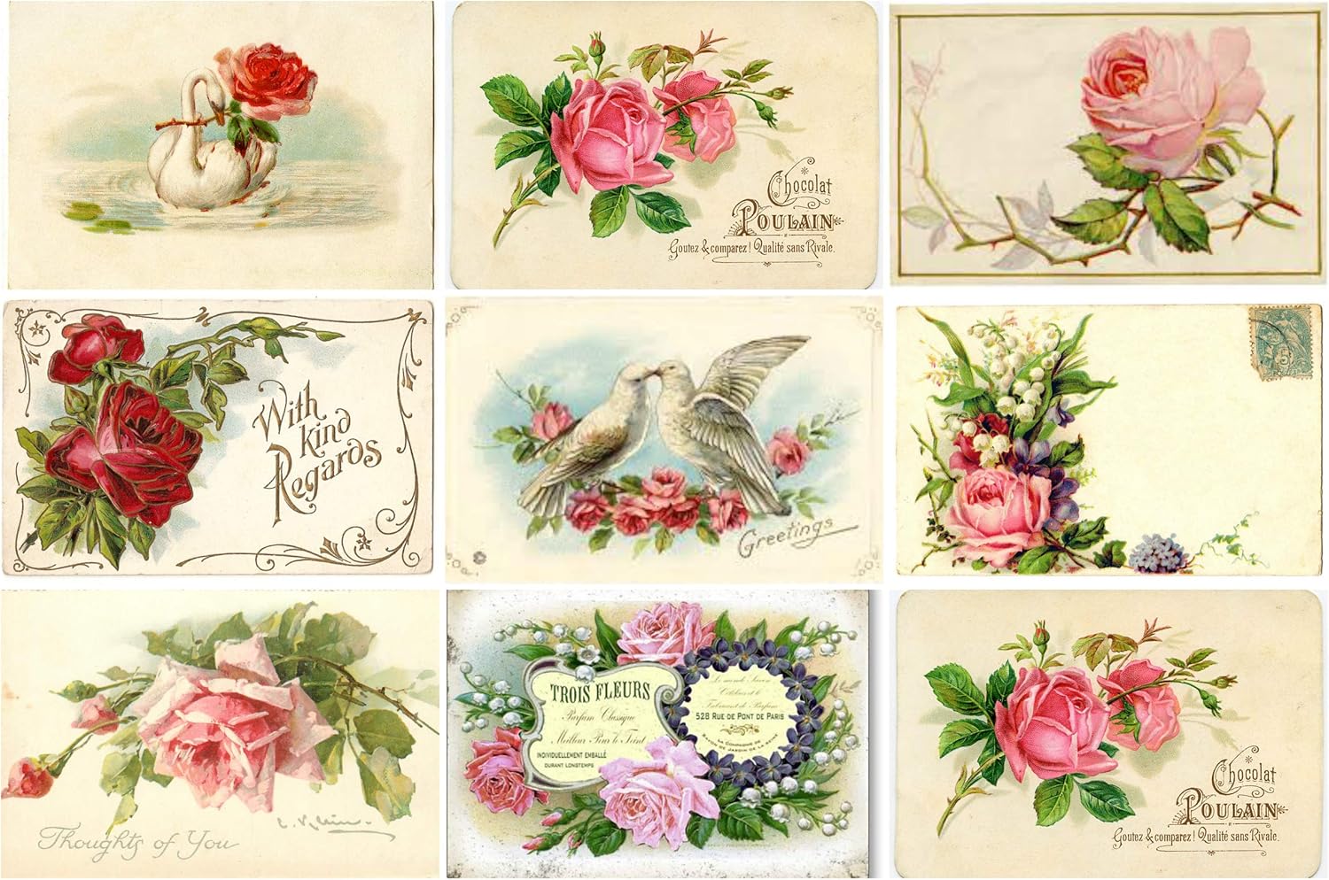 Amazon.com: Vintage French Roses Collage Sheet 8.5 x 11"