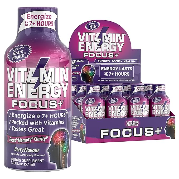 Amazon.com : Vitamin Energy Focus+ Energy Drink Shot, Up to 7+ Hours of ...
