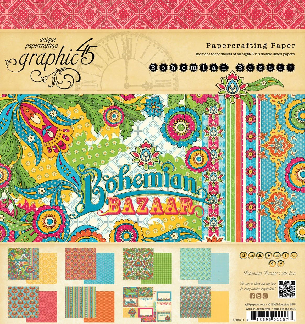 Amazon.com: Graphic 45 Bohemian Bazaar Paper Pad, 8 by 8-Inch