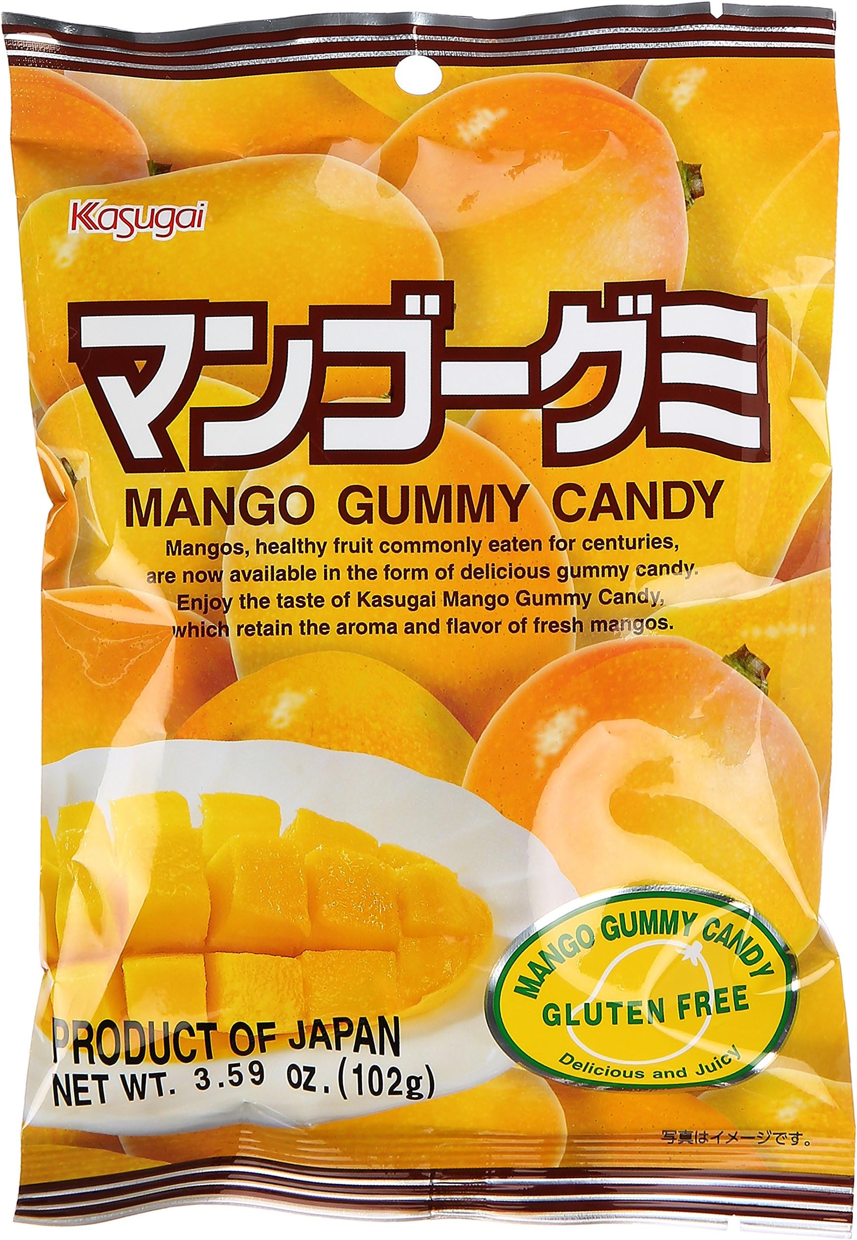 Amazon.com : Japanese Fruit Gummy Candy from Kasugai - Mango - 102g ...
