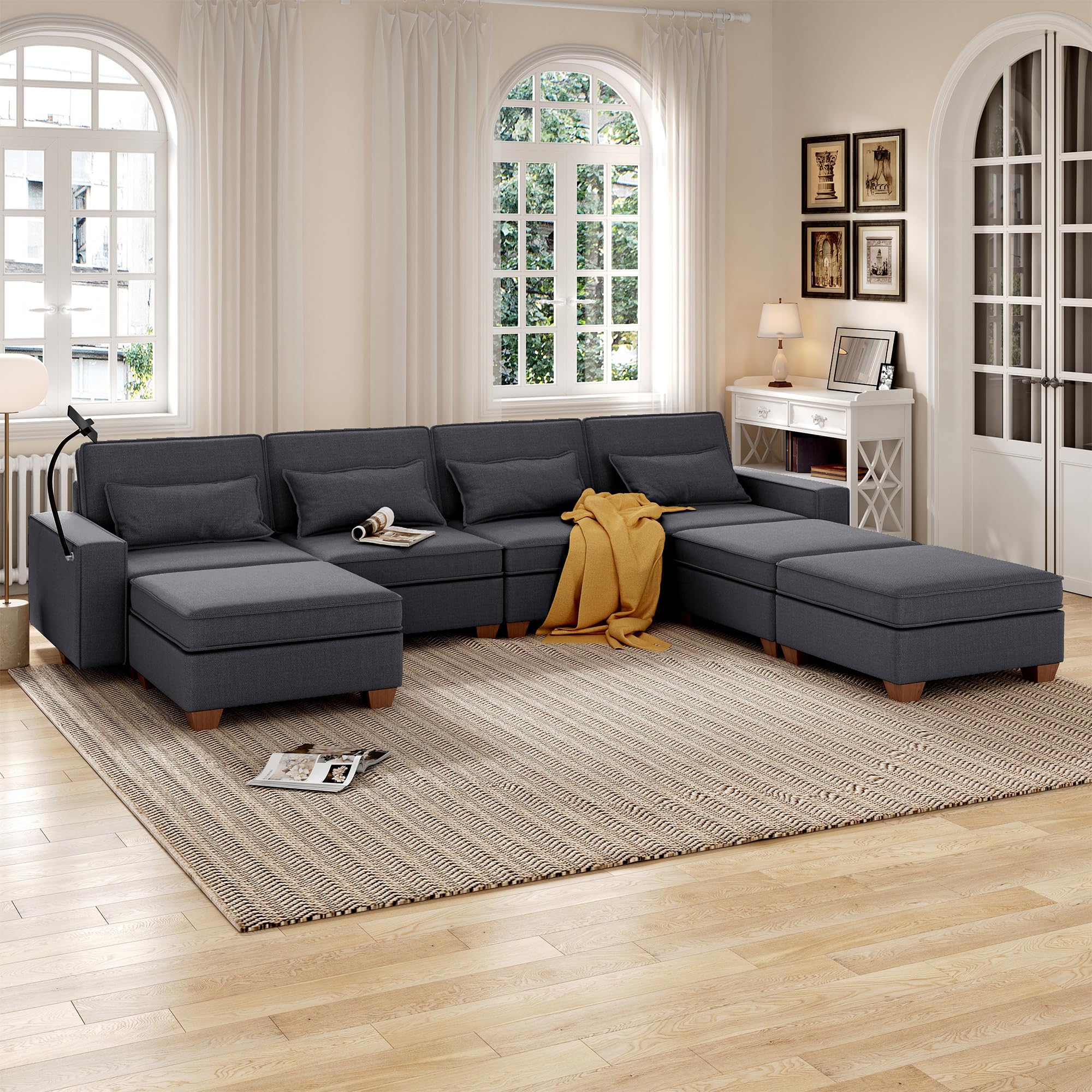 Amazon.com: Jarenie 113" Sectional Couch, Modular Sectional Sofa with ...