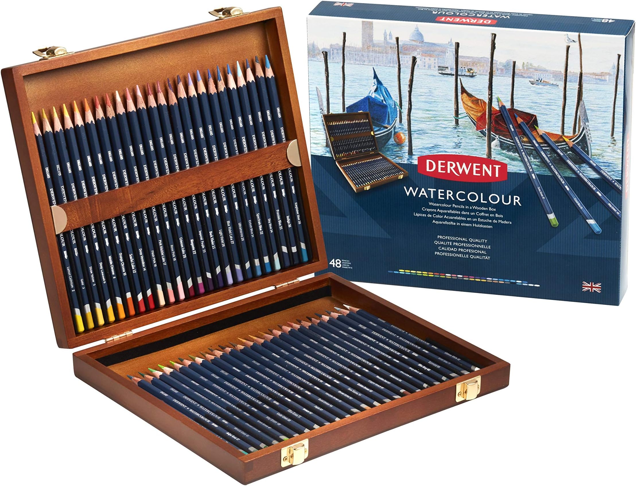 Derwent Watercolour - Set de 48 Crayons de Couleurs Aquarellables dans ...