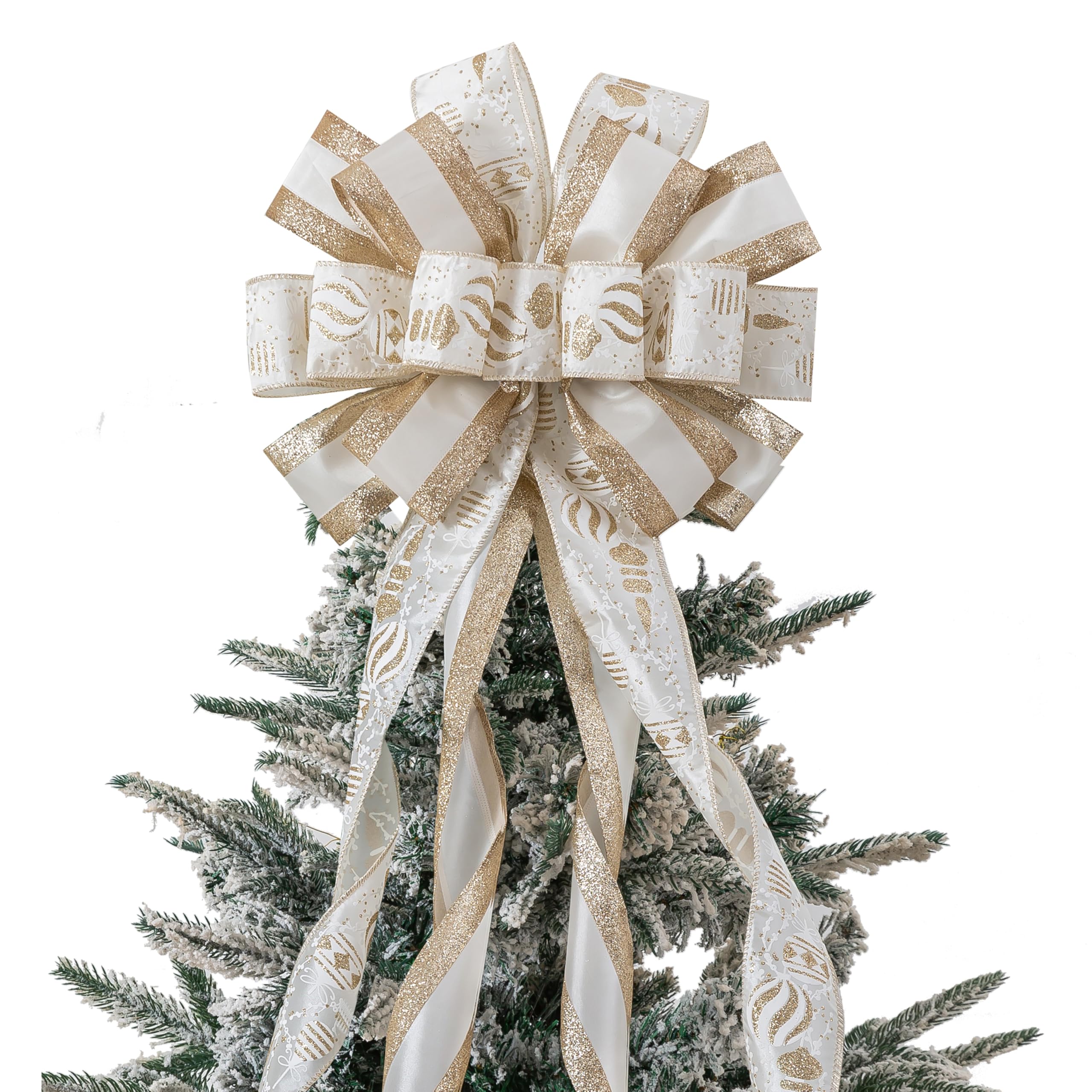 Amazon.com: Christmas Tree Topper, 40x13 Inches Toppers Bow with ...
