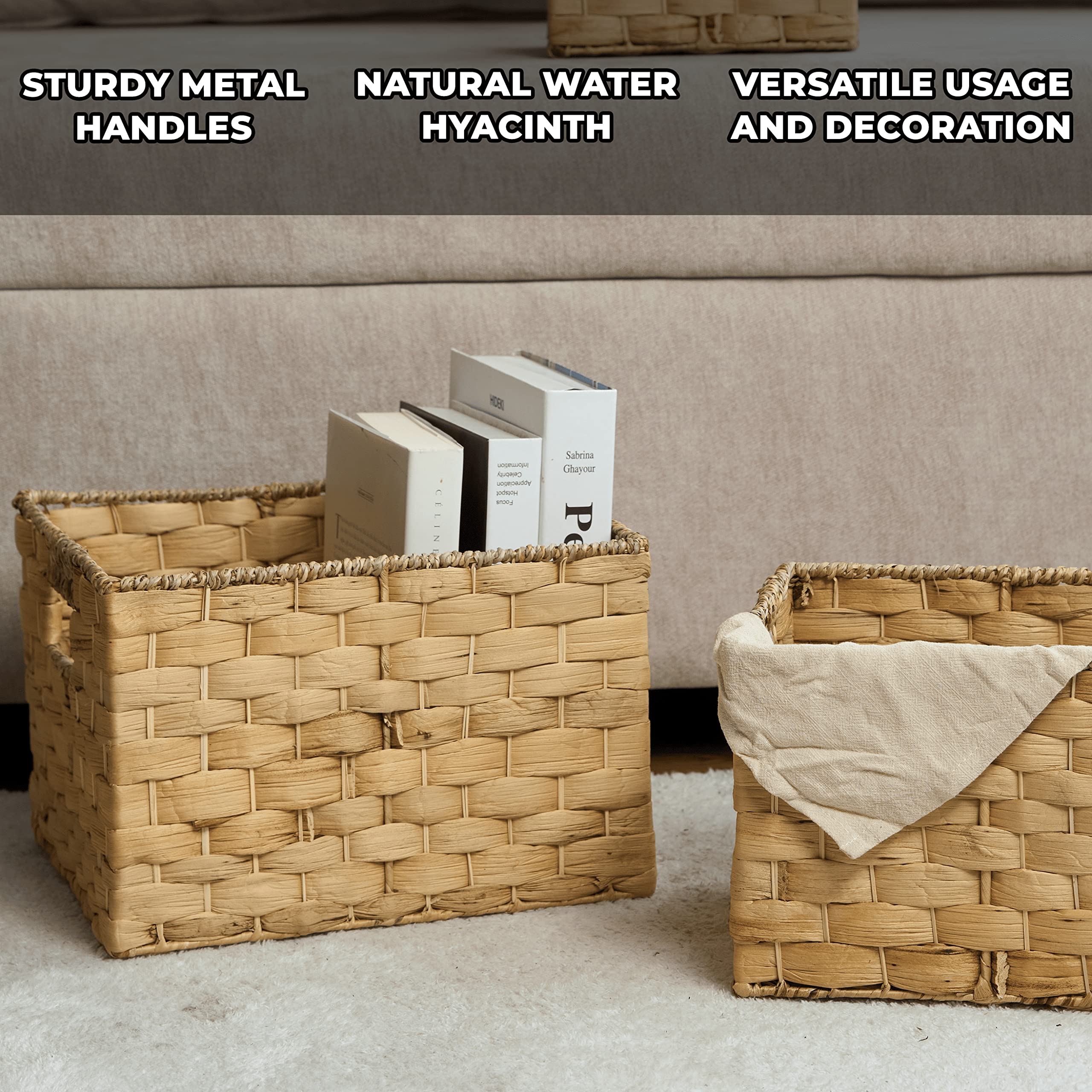 Snapklik.com : Wicker Baskets For Organizing 3 Pack, Large And Small ...