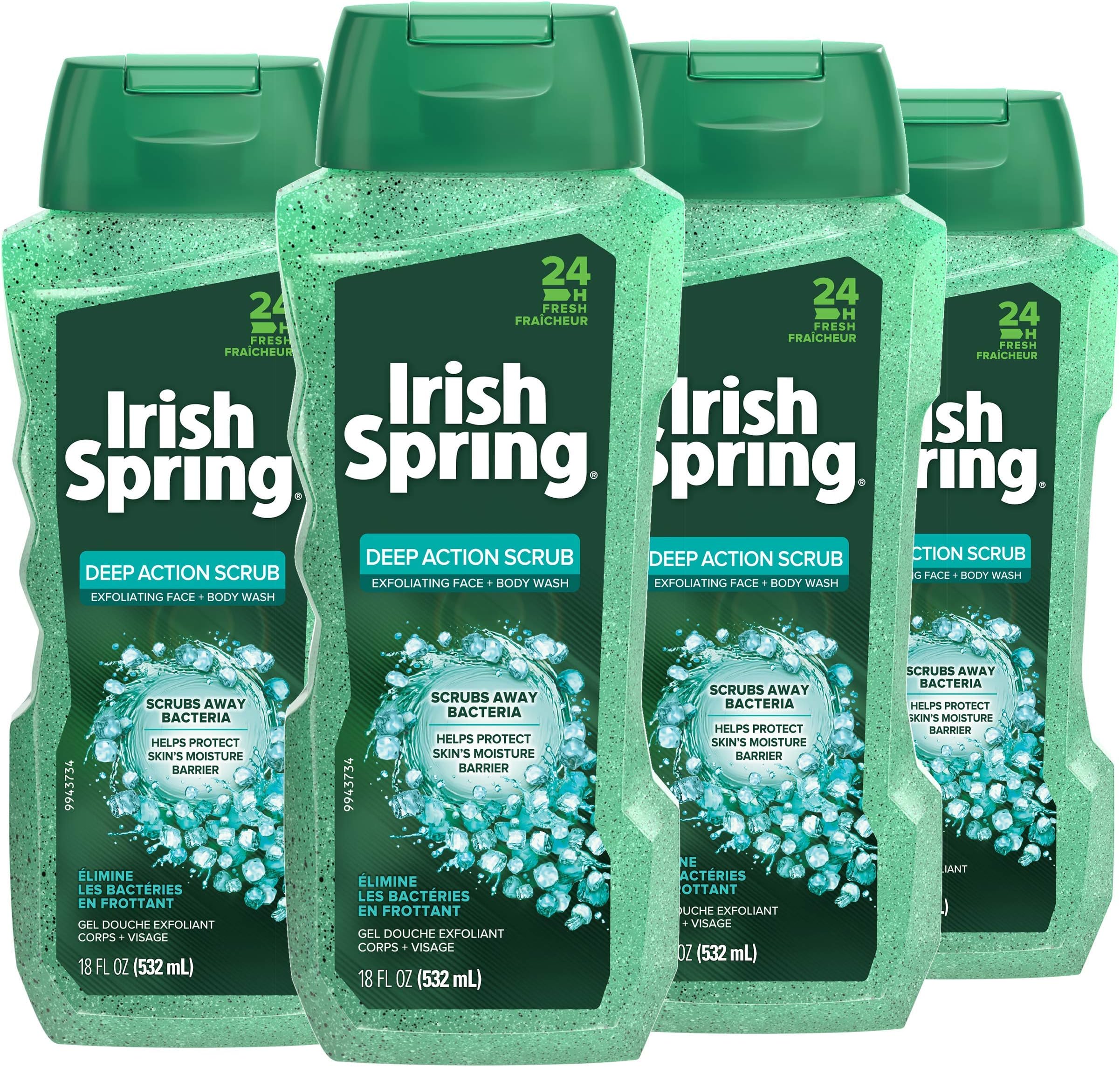 Amazon.com: Irish Spring Exfoliating Men's Body Wash Shower Gel, Deep ...