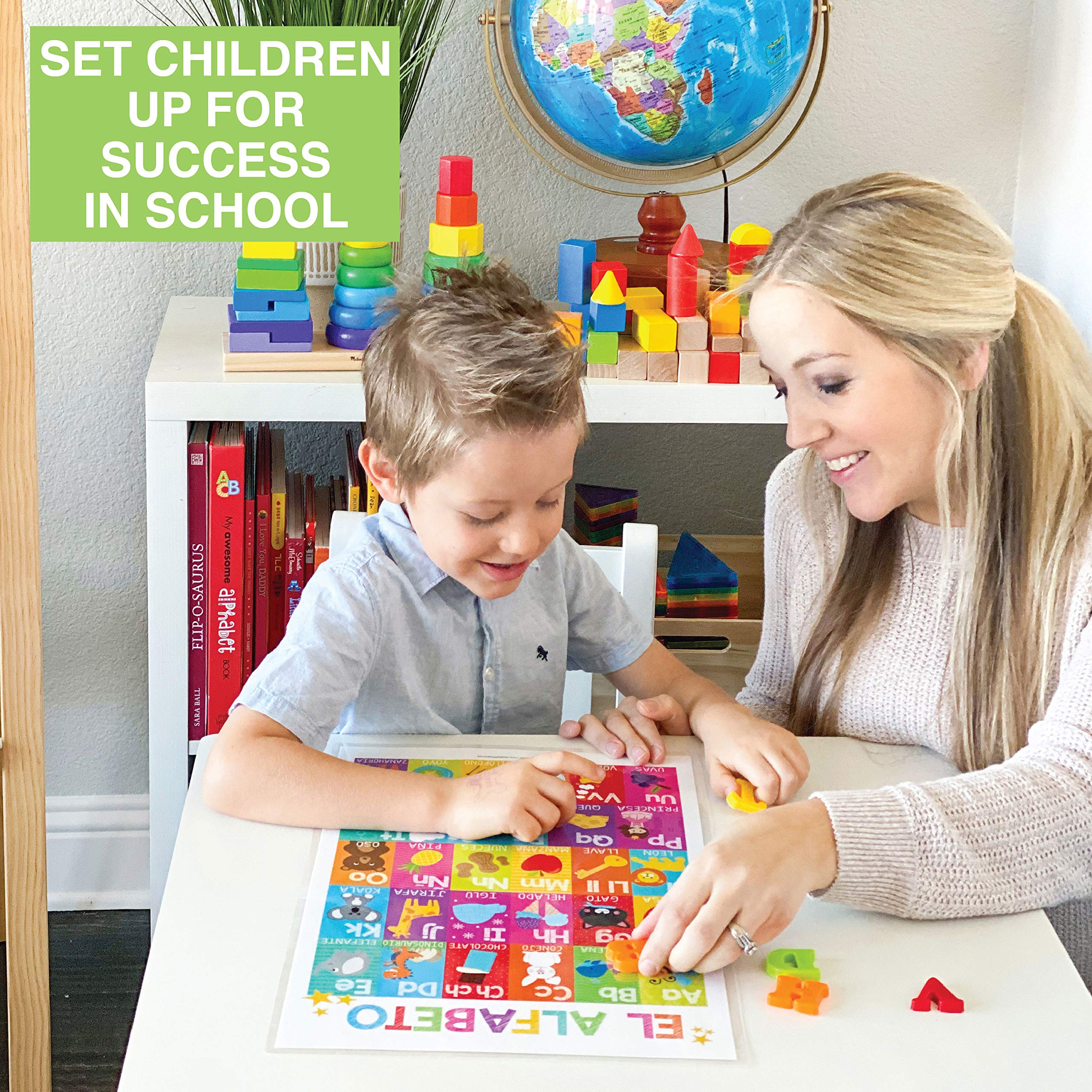 Buy 12 Spanish Educational Posters, Bilingual Learning Chart for Prek ...