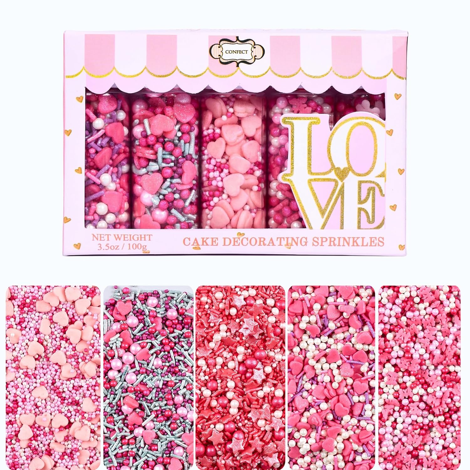 Amazon.com: Confect Pretty in Pink and White Pearls Sprinkles | Mix ...