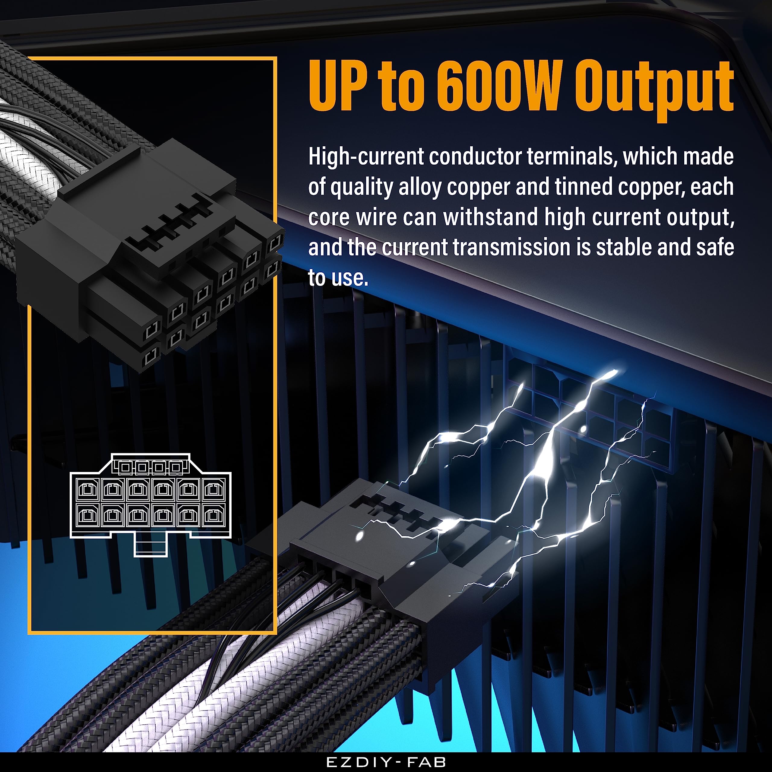 Snapklik.com : EZDIY-FAB GPU Power Sleeved Cable Extension, 16pin(12+4 ...