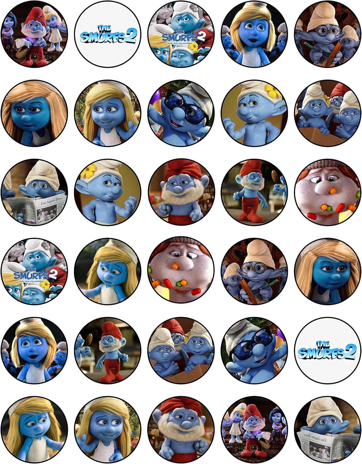 Amazon.com: 30 x Edible Cupcake Toppers Themed of The Smurf of Edible ...