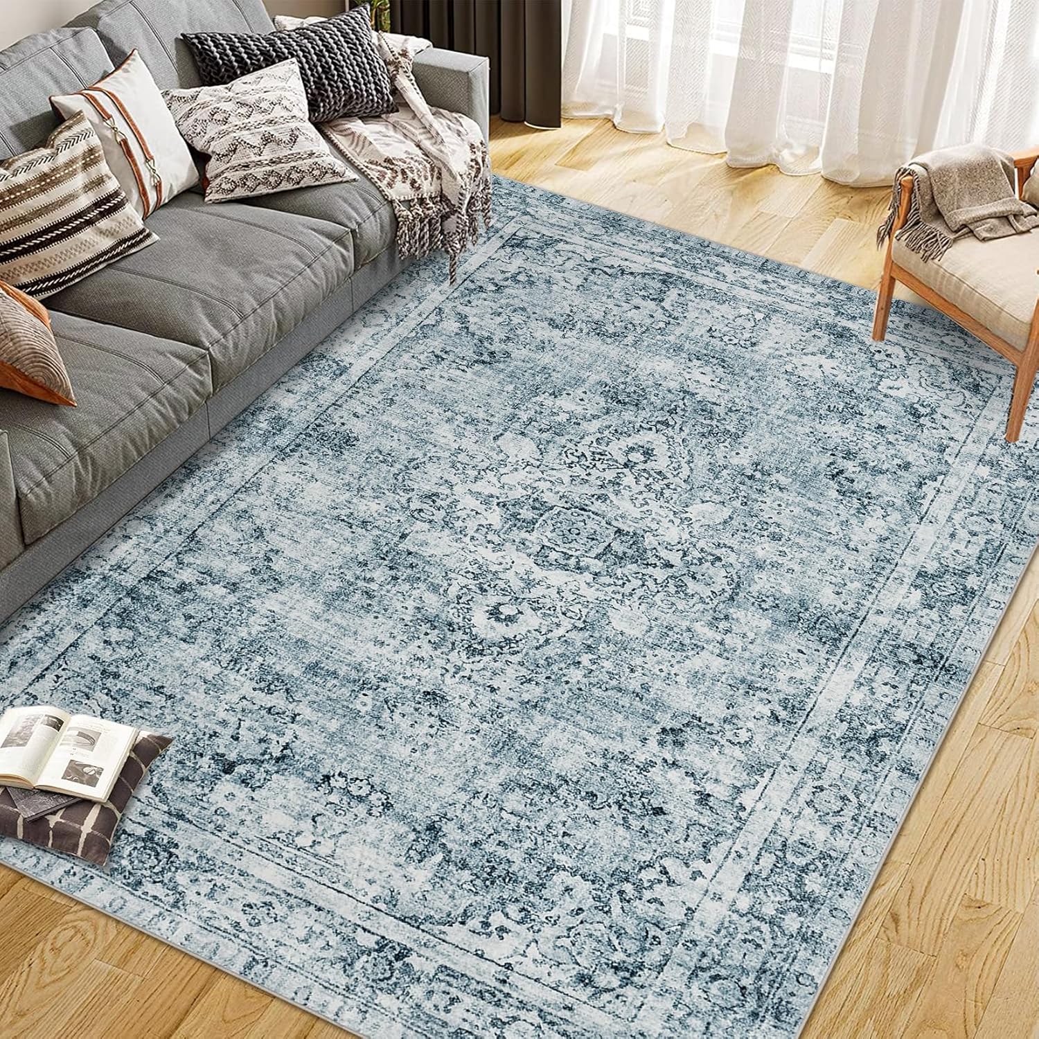 CIBTYHOH Short Pile Area Rugs for Living Room Carpets Boho Washable ...