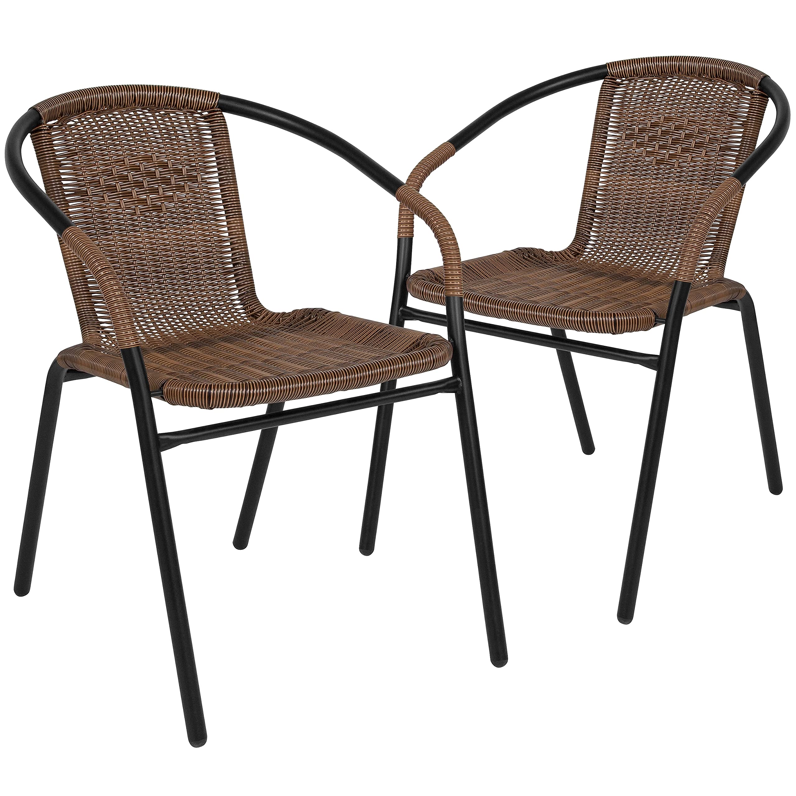Flash Furniture Lila Modern Rattan Indoor/Outdoor Stackable Dining ...