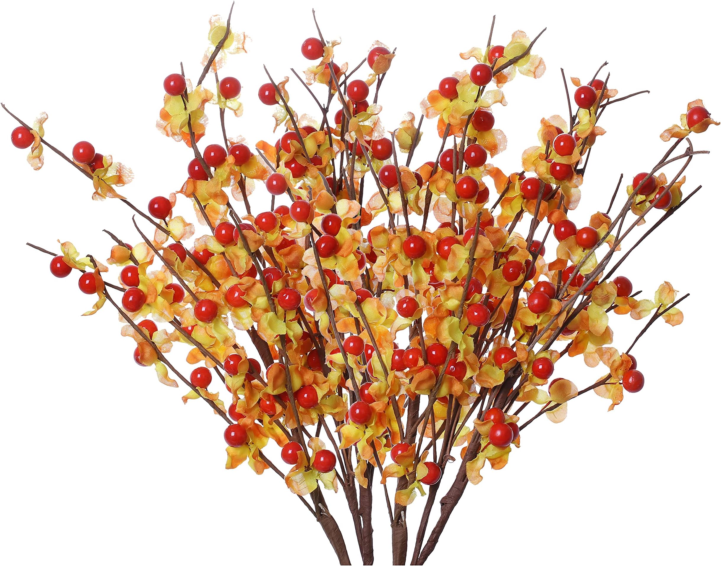 Amazon.com: JINGHONG 6 Pack Fall Berry Stems 17" Tall Orange Berry ...