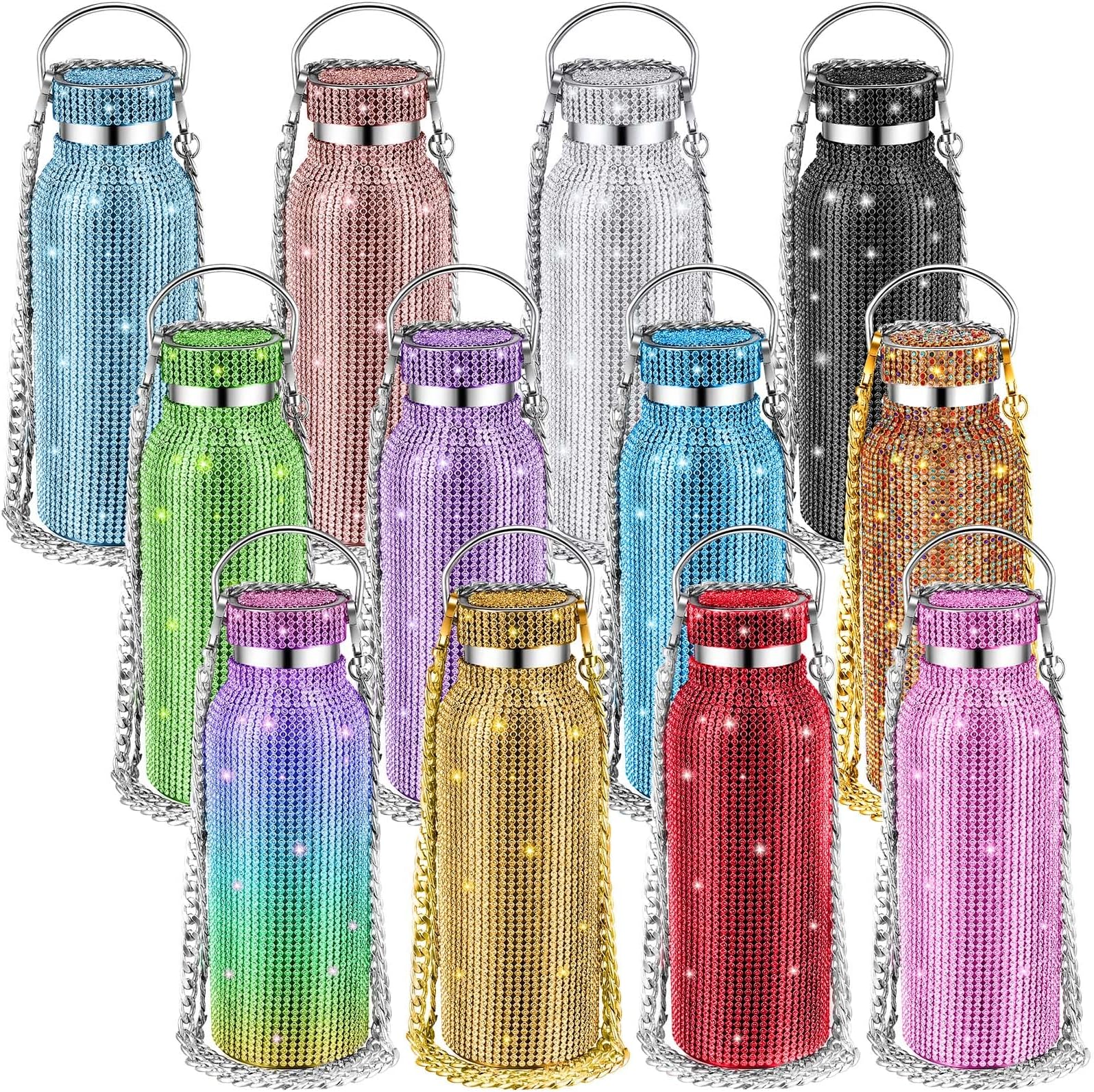 Amazon.com: 4 Pieces Diamond Water Bottle 17 oz Bling Rhinestone ...