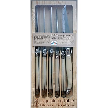 Amazon.com: Jean Dubost Laguiole 6 Piece Steak Knife Set France Ivory ...