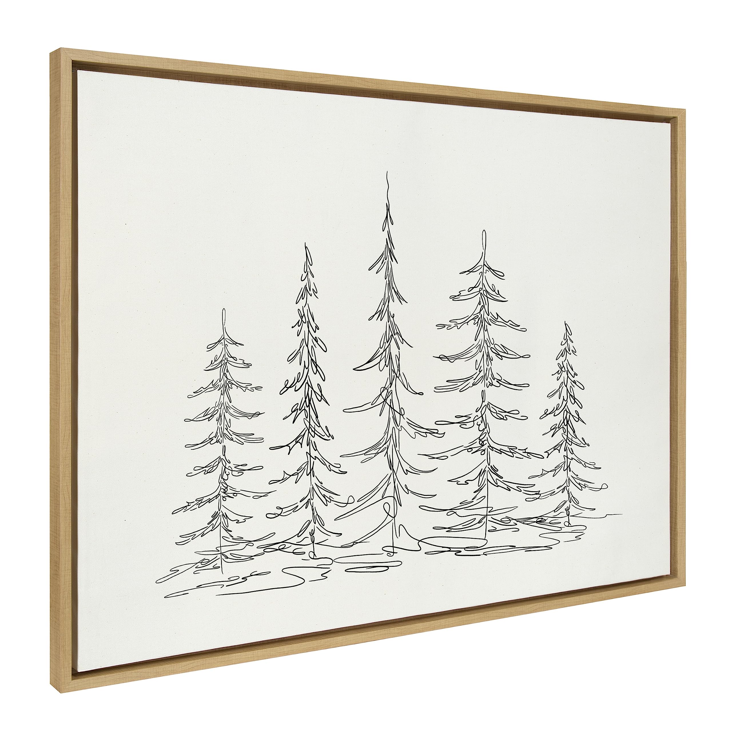 Kate and Laurel Sylvie Minimalist Evergreen Trees Sketch Framed Canvas ...