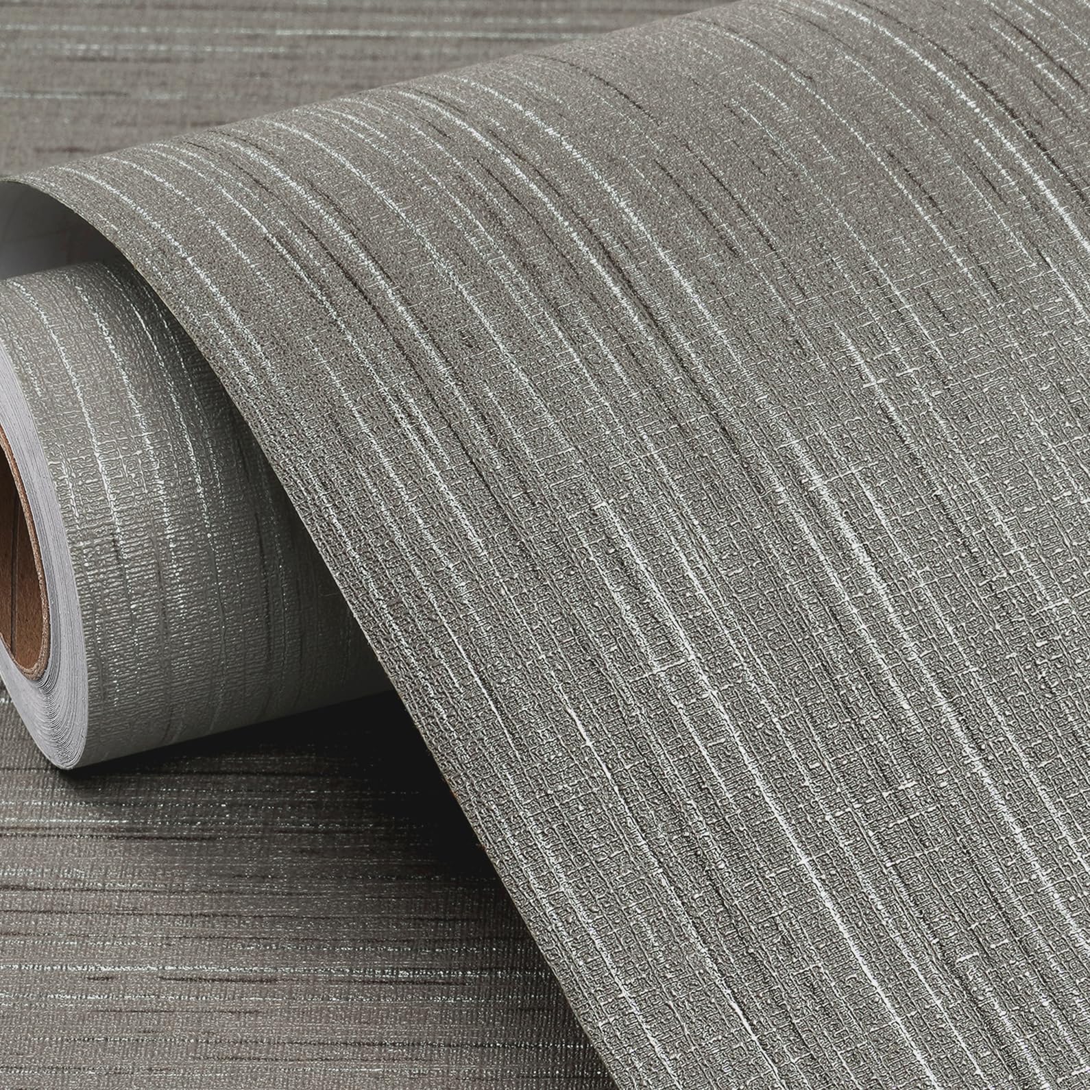 FunStick Thick Grey Grasscloth Wallpaper Peel and Stick Textured Faux ...