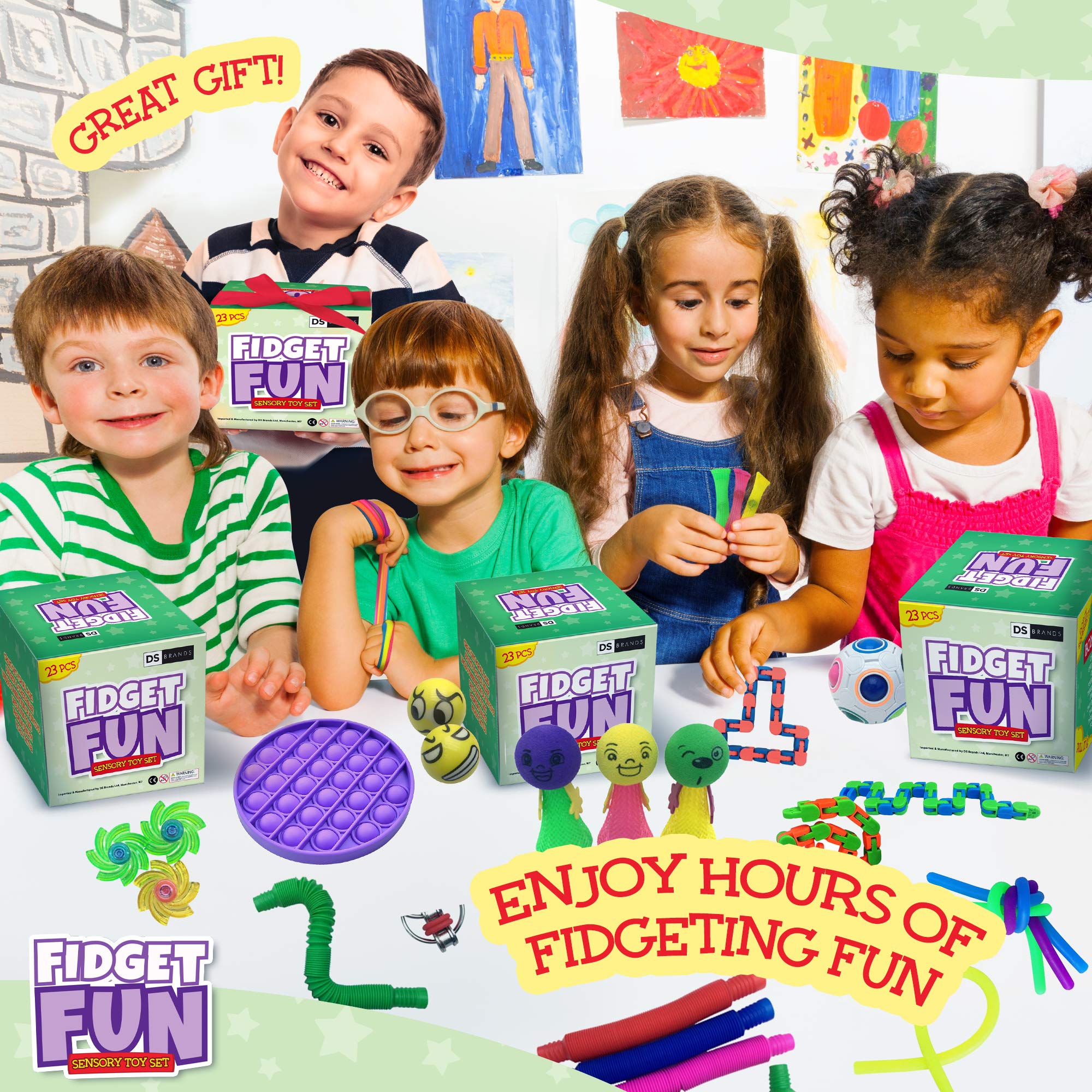 DS Brands Fidget Toy Set- 23 PC Fidget Fun Box with Pop It Fidget Toy ...