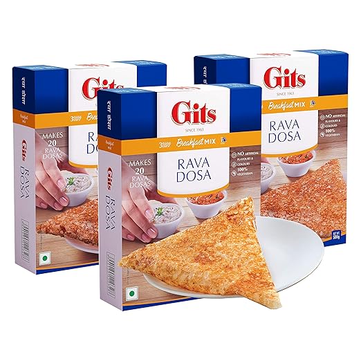 Gits Instant Rava Dosa Breakfast Mix, Makes 20 per Pack, Pure Veg ...