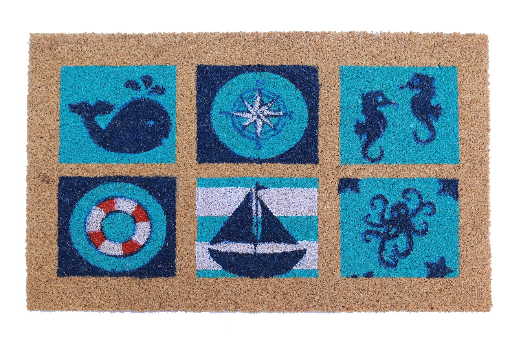 Amazon.com : Imports Decor 565PVC PVC Backed Coir Door Mat, Blue ...