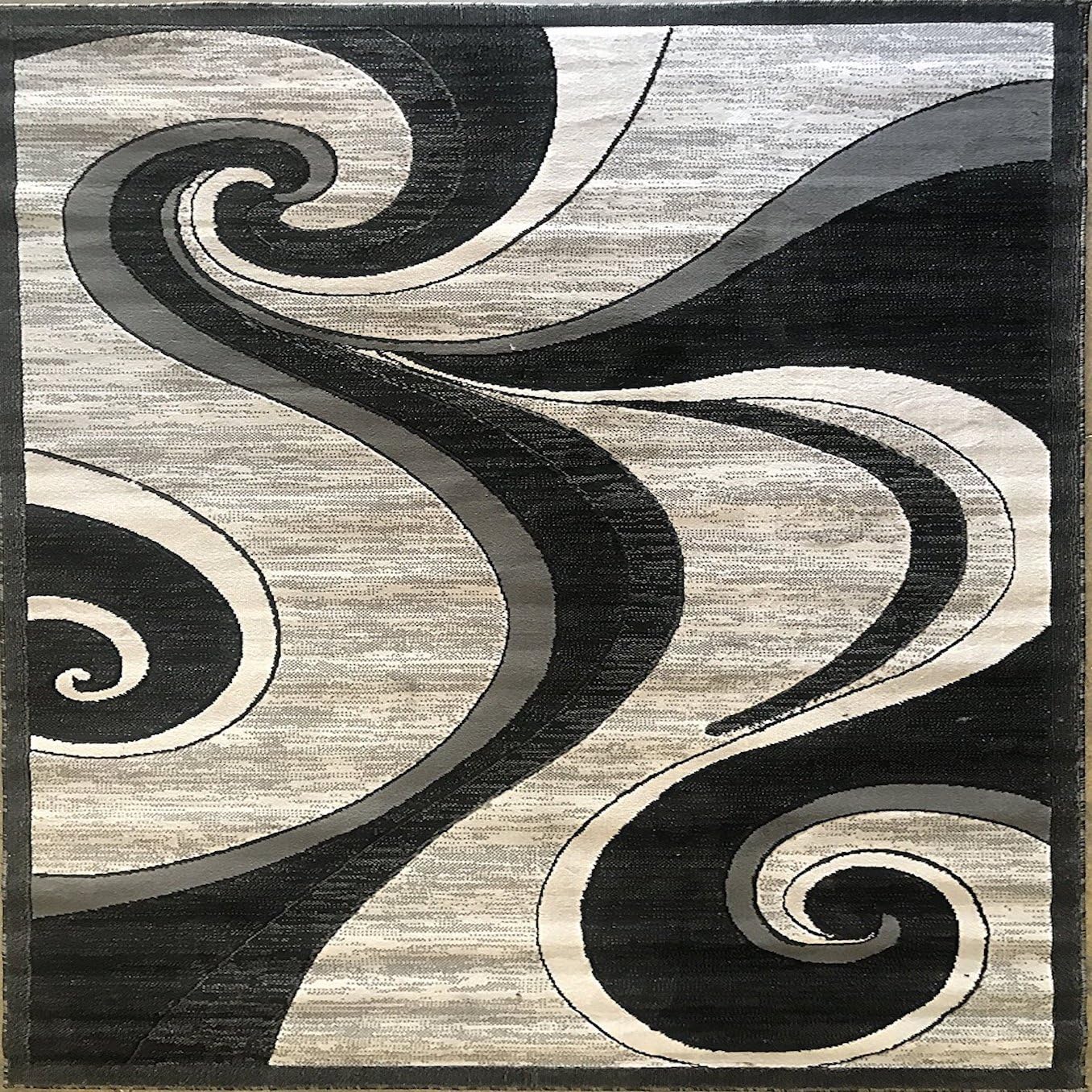 Amazon.com: Americana Modern Octagon Area Rug Grey & Black Design 144 ...