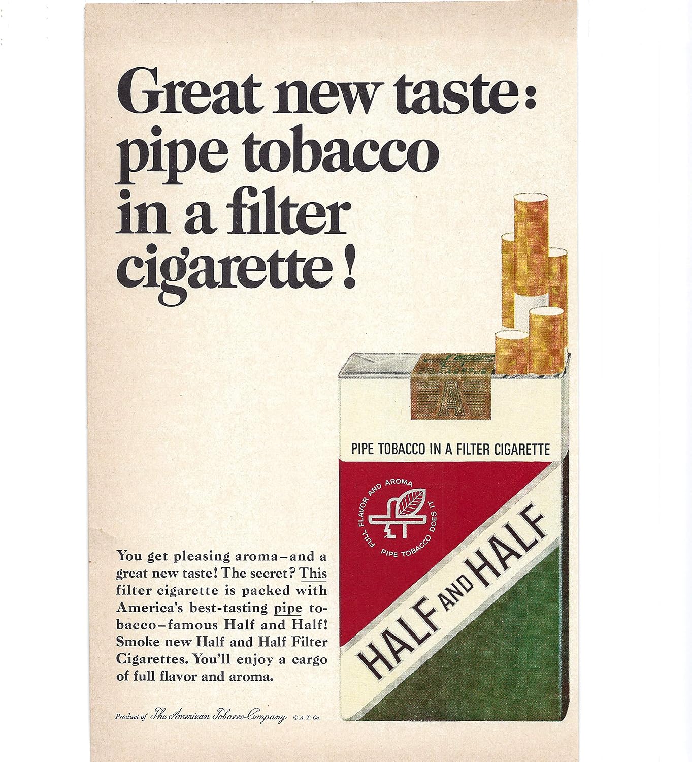 Amazon.com: 1965 Vintage Print Ad for Half and Half | Pipe Tobacco in a ...