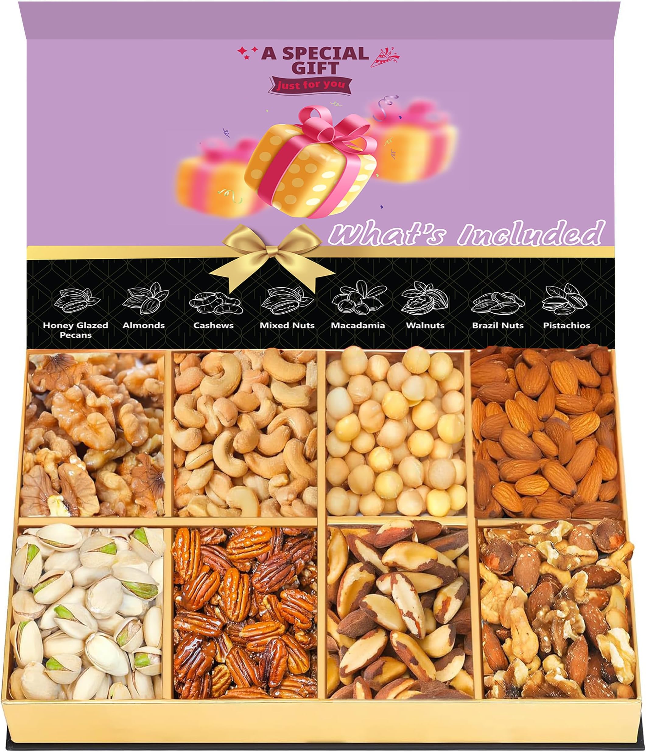 Amazon.com : Luxurious Treats Nuts Gift Basket, Gift Nut Gifts Gourmet ...